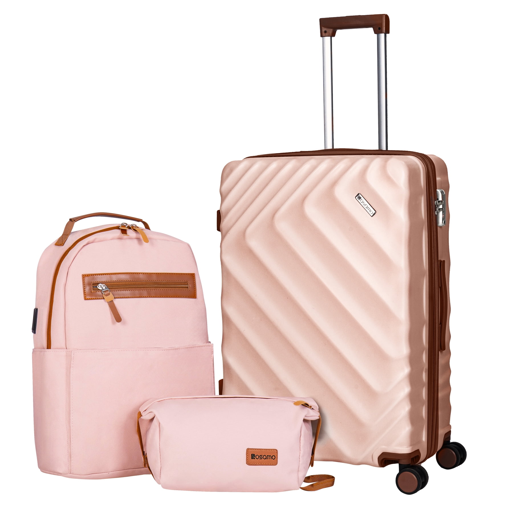 Rosamo 3-Piece 20 inch Hardside Luggage Set, Carry on Suitcase with ...
