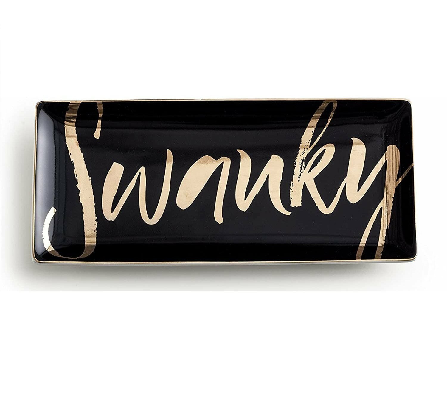 Rosanna Jet Setter Decorative Tray- 'Swanky', Black/Gold - Walmart.com