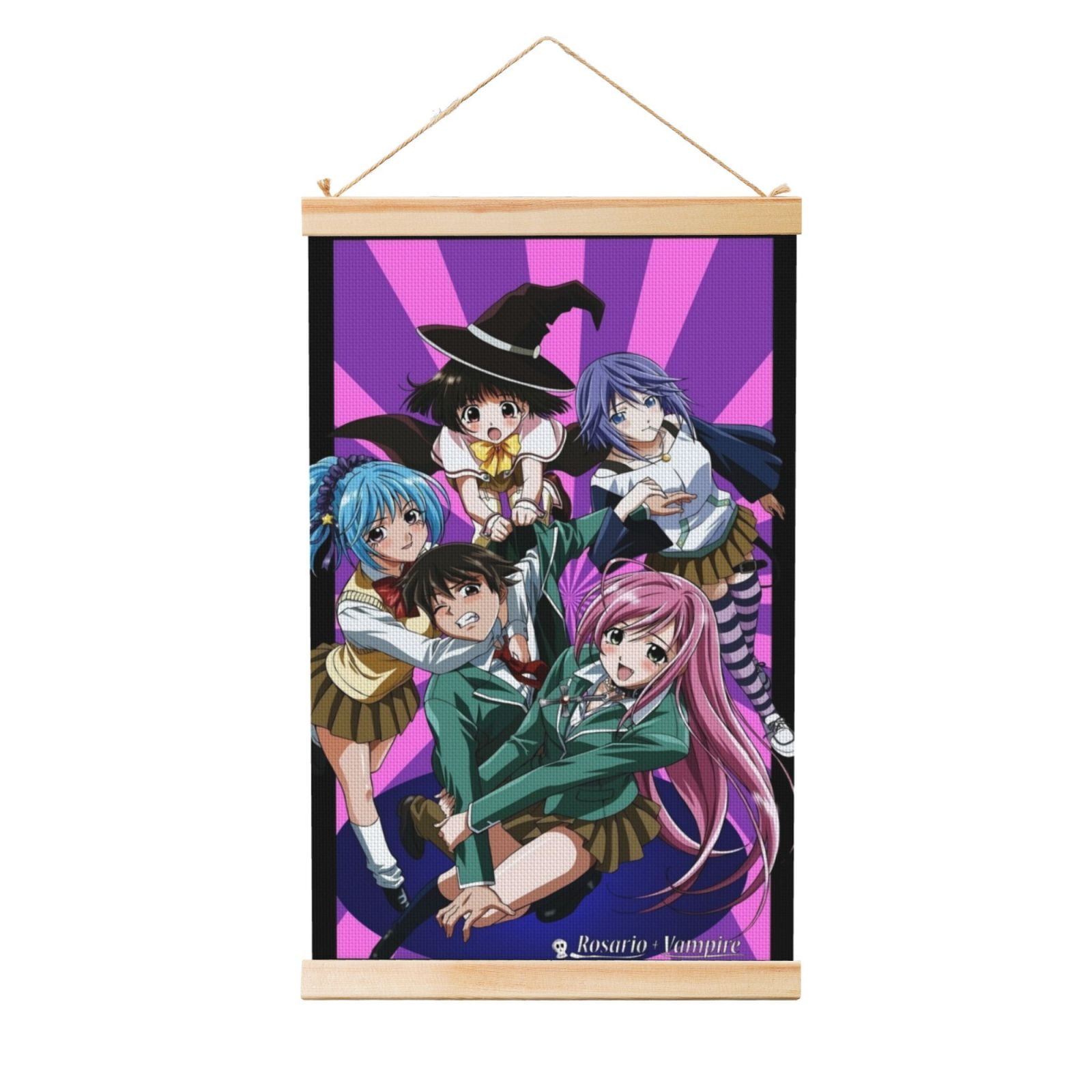 Rosario And Vampire Poster Canvas Wooden Shaft Hanging Poster Home ...