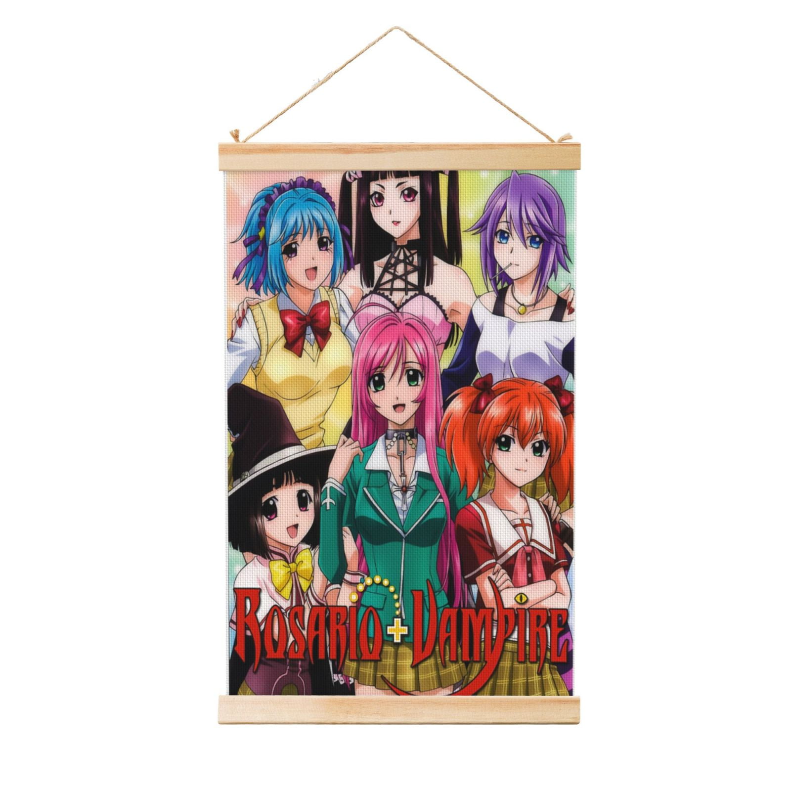 Rosario And Vampire Poster Canvas Wooden Shaft Hanging Poster Home ...
