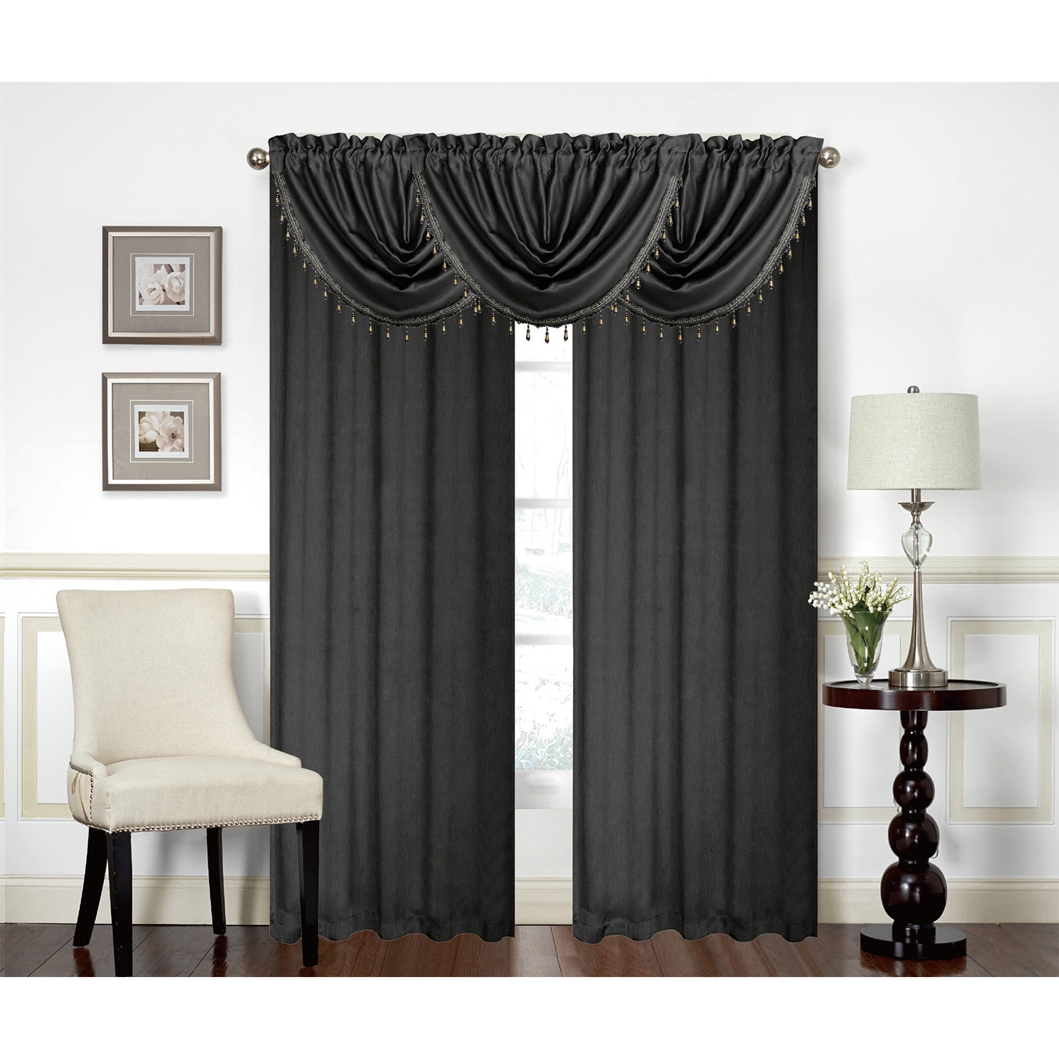 Rosario Rod Pocket Room Darkening Window Panel, Black, 54x84 Inches ...