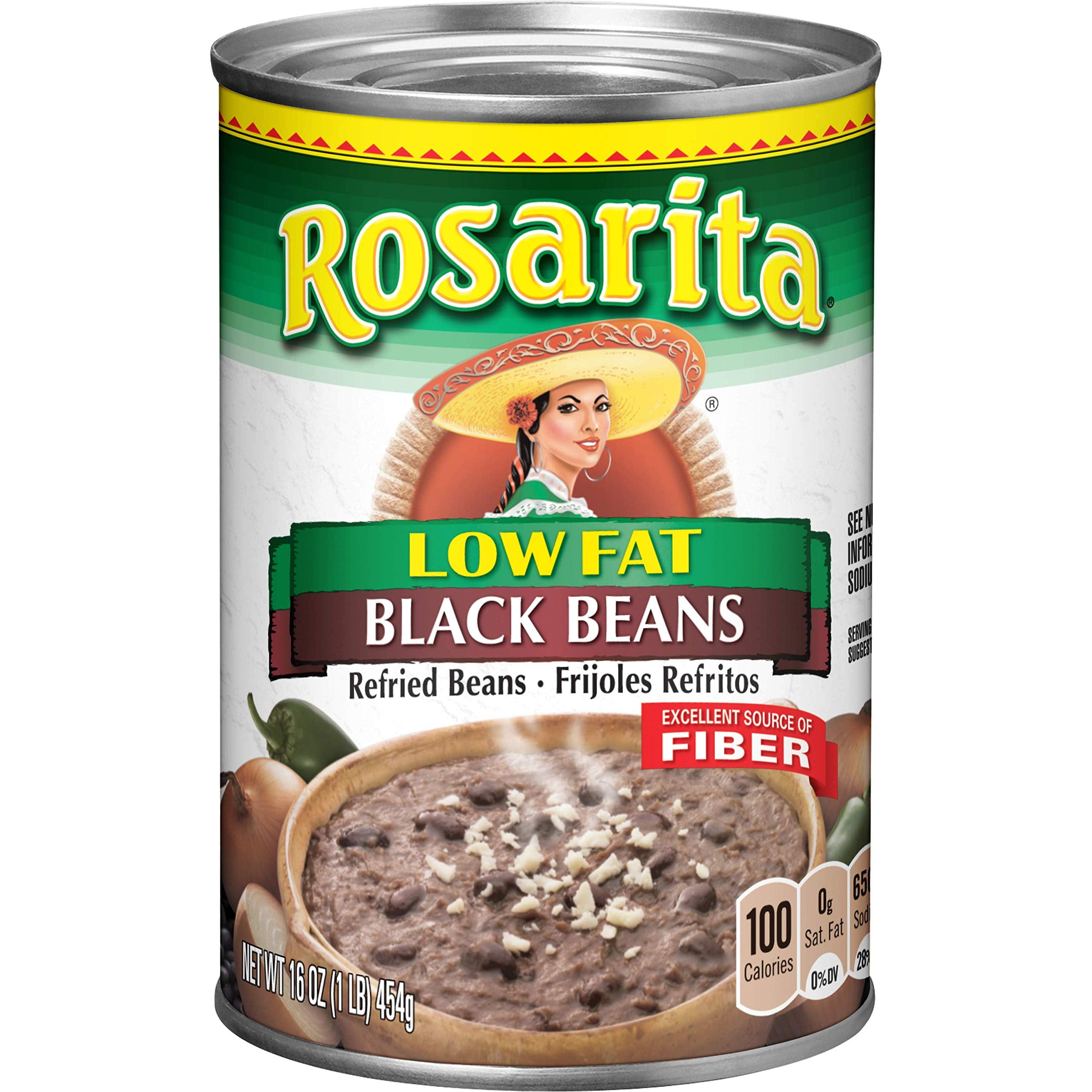 Rosarita Low Fat Refried Black Beans, KKS1 16 oz, 12 Pack - Walmart.com