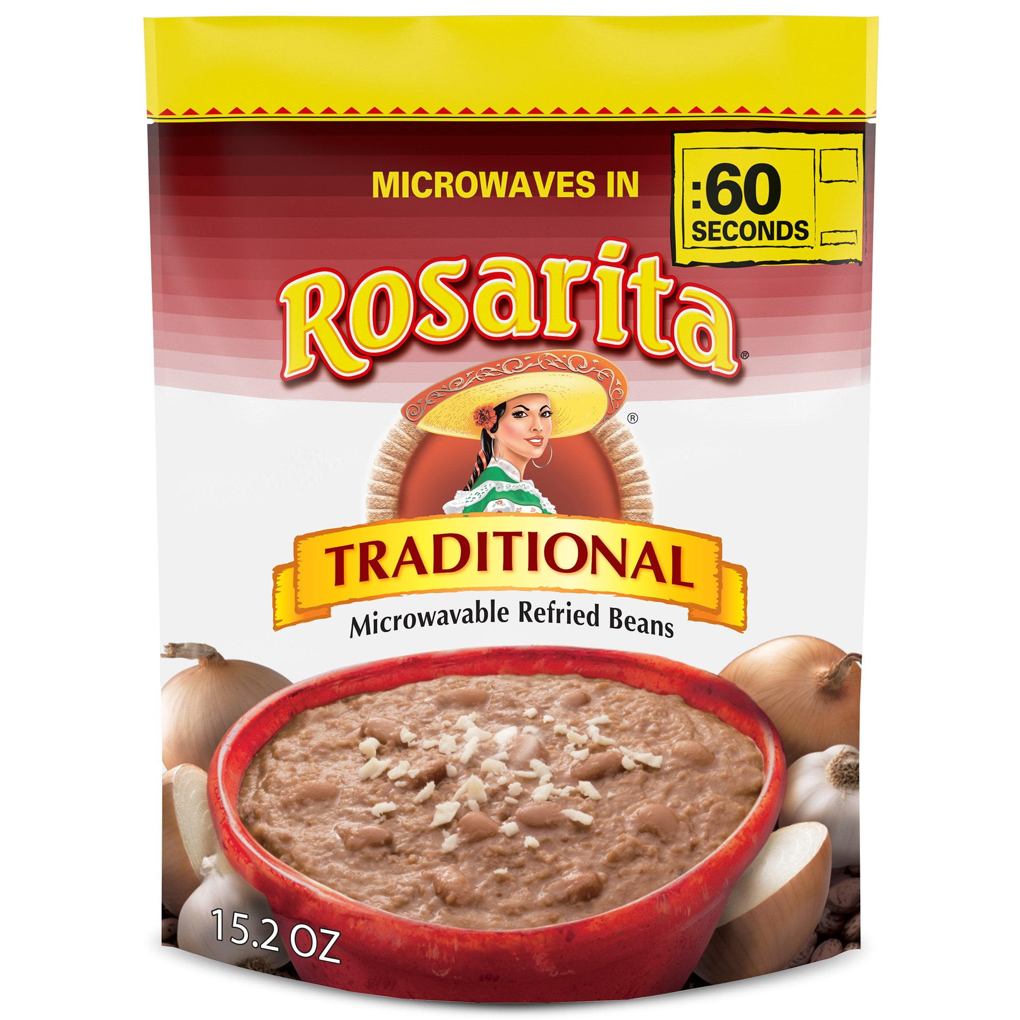Rosarita Traditional Microwavable Refried Beans, 15.2 oz (Package May ...