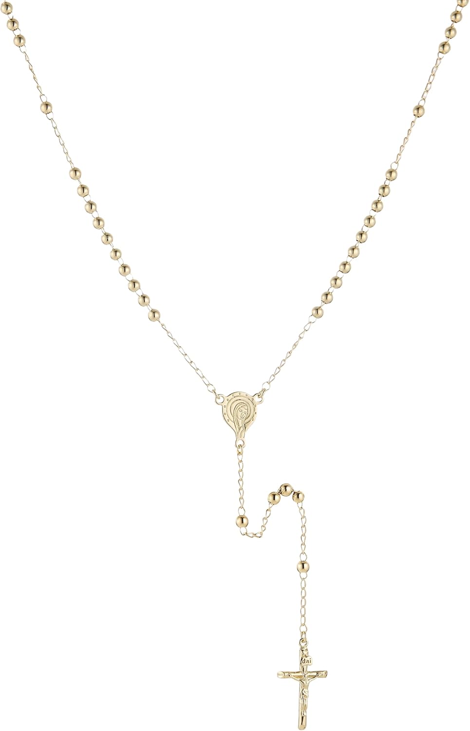 Rosary Beads Cross Necklace for Women Gold Brass Crucifix Virgin Mary Y ...