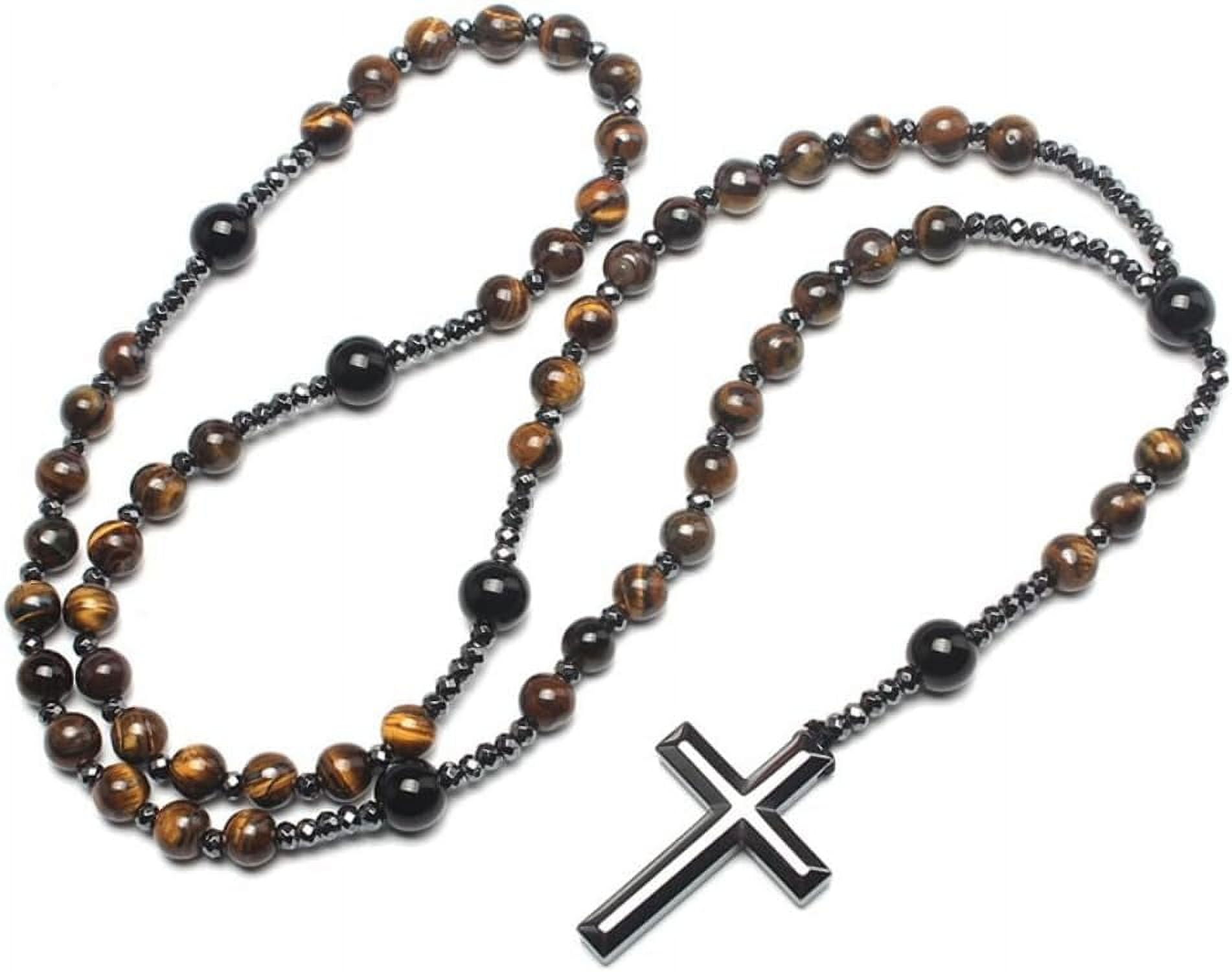 Rosary Beads Saint Catholic Necklace with Jesus Crucifix Medal Cross ...