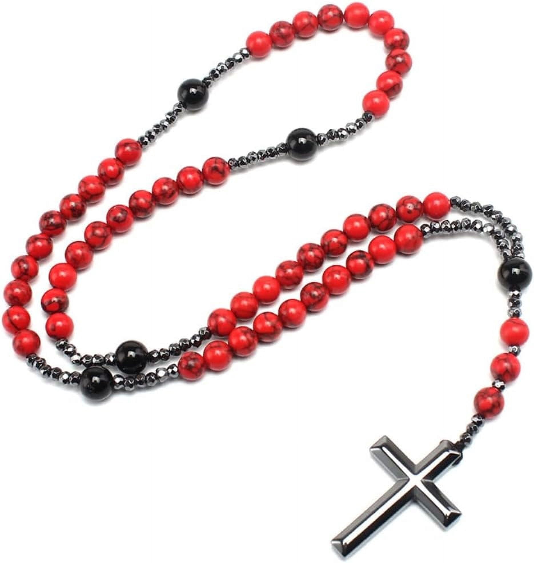 Rosary Beads Saint Catholic Necklace with Jesus Crucifix Medal Cross ...