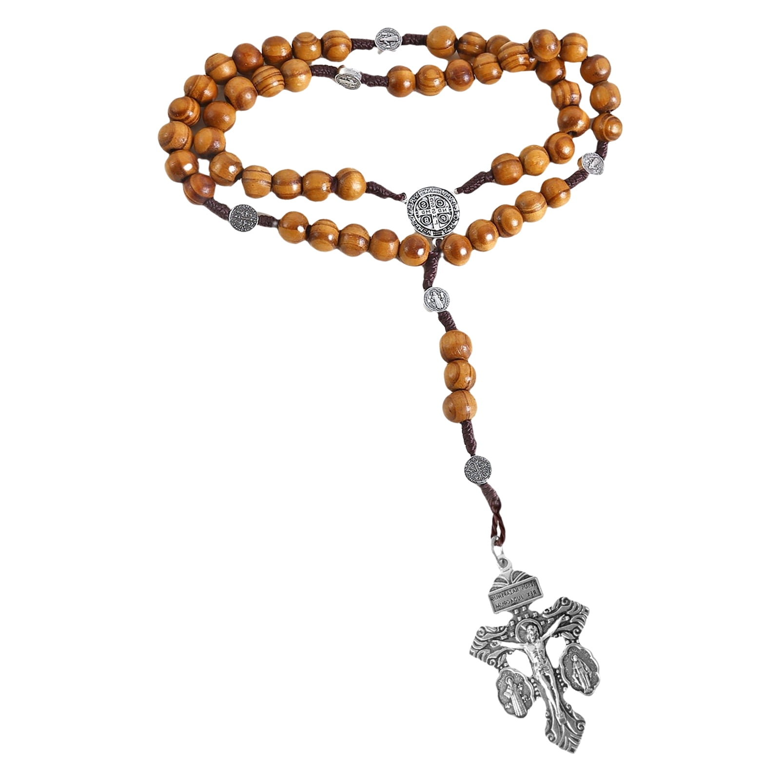 Rosary Braided Beads Necklace with Pardon Crucifix Medals for Catholic ...