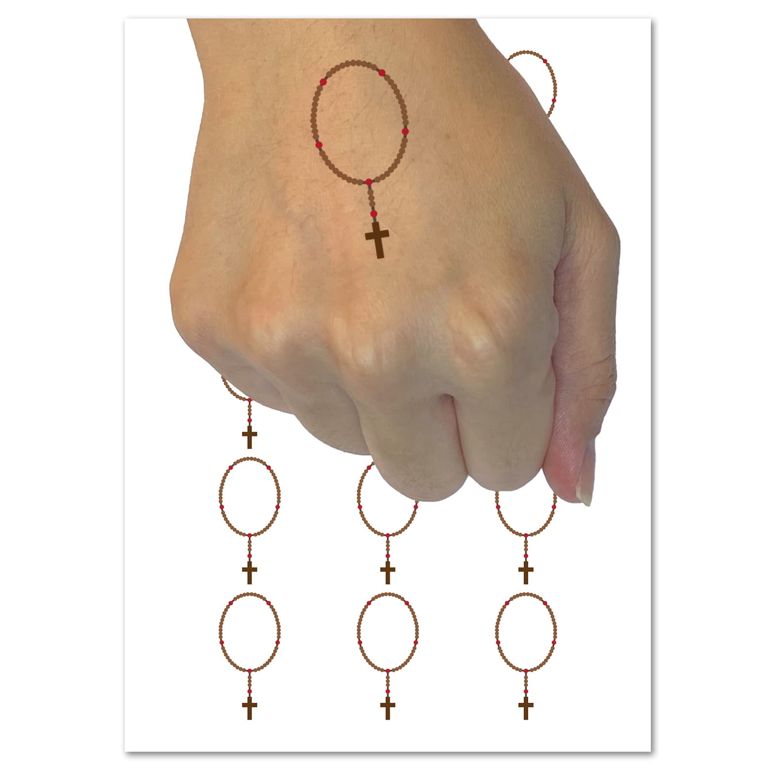 Rosary Catholic Symbol Water Resistant Temporary Tattoo Set Fake Body ...