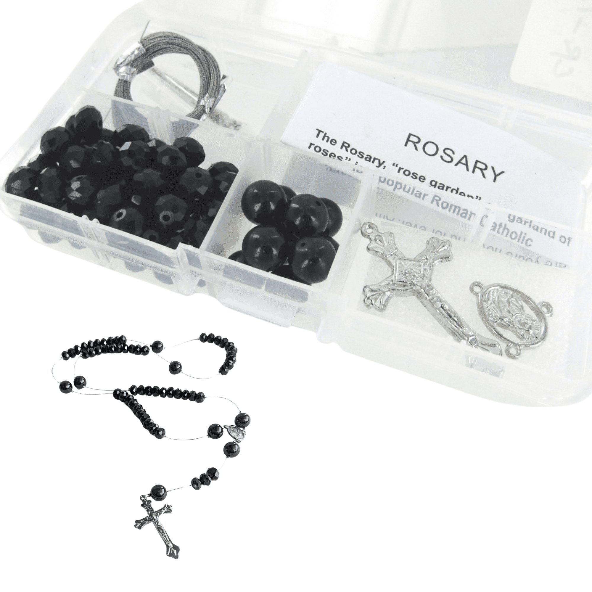 Rosary Kit, Black Catholic Prayer Beading Kit, First Communion Gift for ...