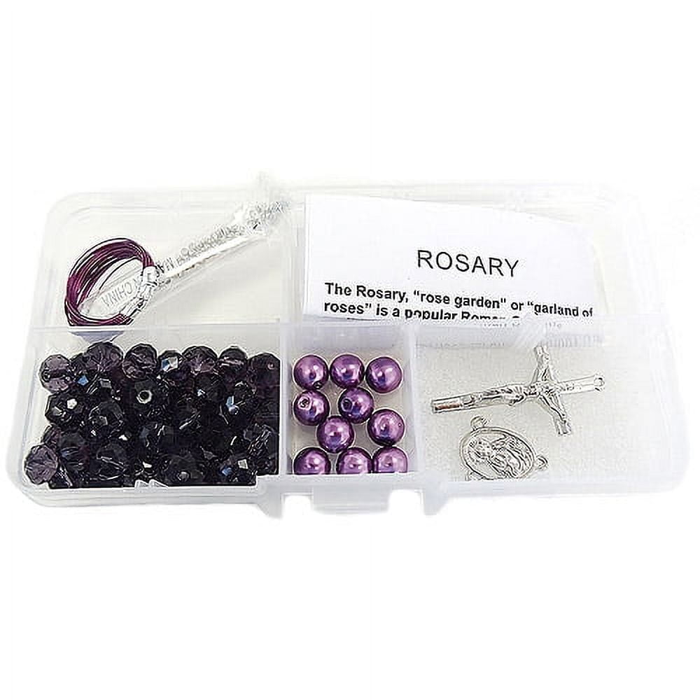 Rosary Kit, Catholic Prayer Necklace Making Supplies, Purple Crystal ...