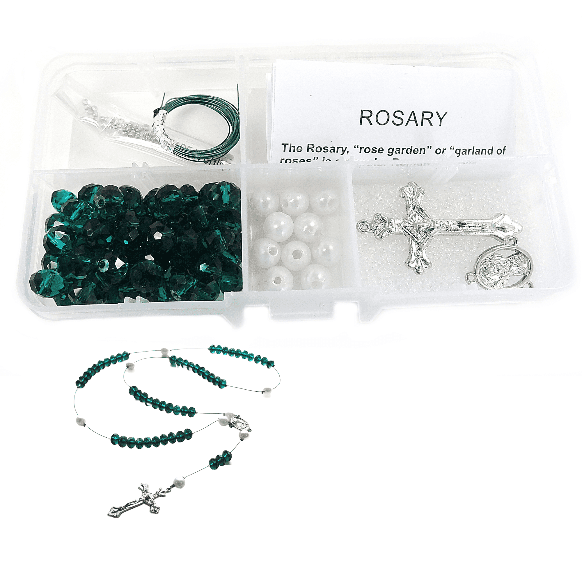 Rosary Kit, Emerald Green Catholic Prayer Beading Kit, First Communion ...