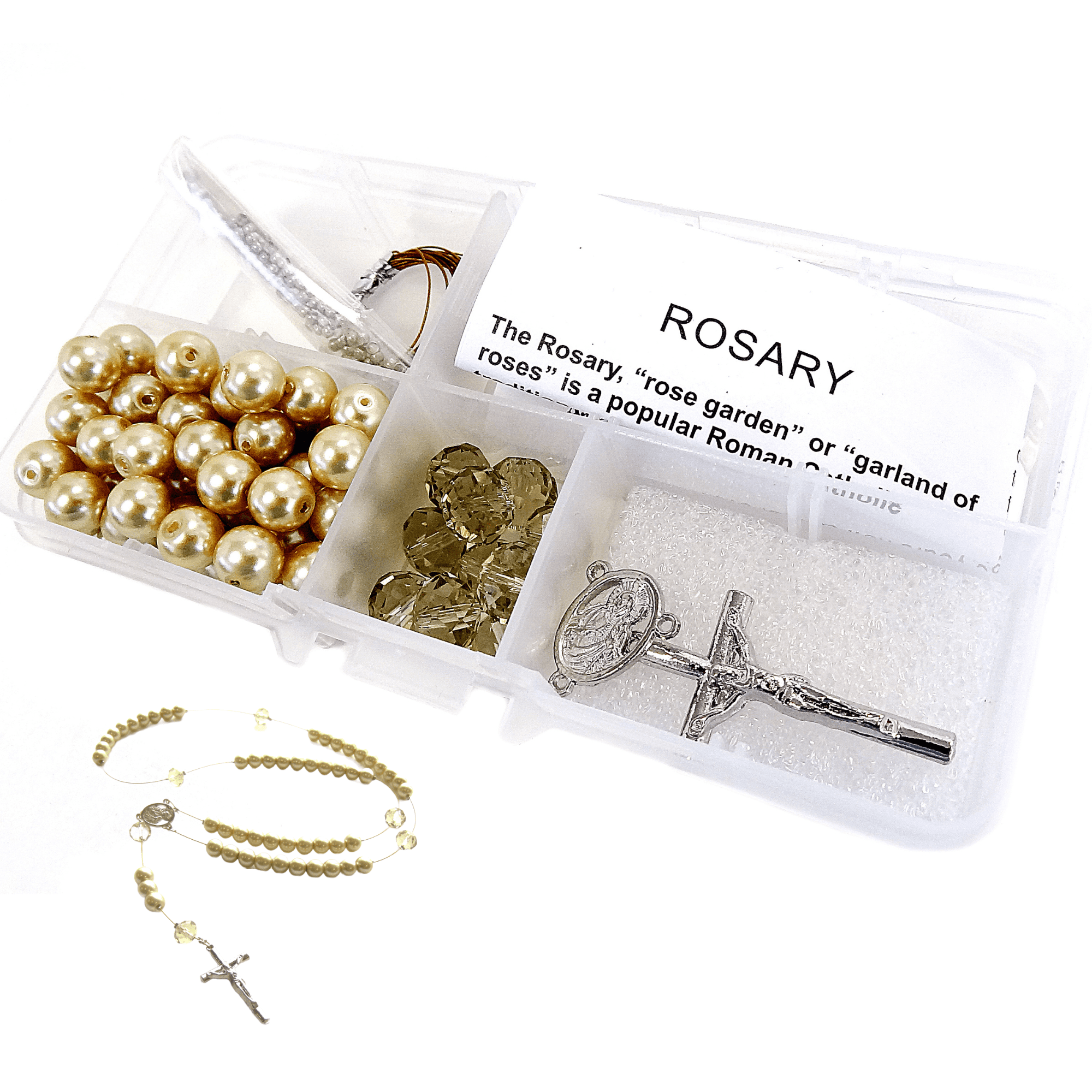 Rosary Kit, Gold Catholic Prayer Beading Kit, First Communion Gift ...