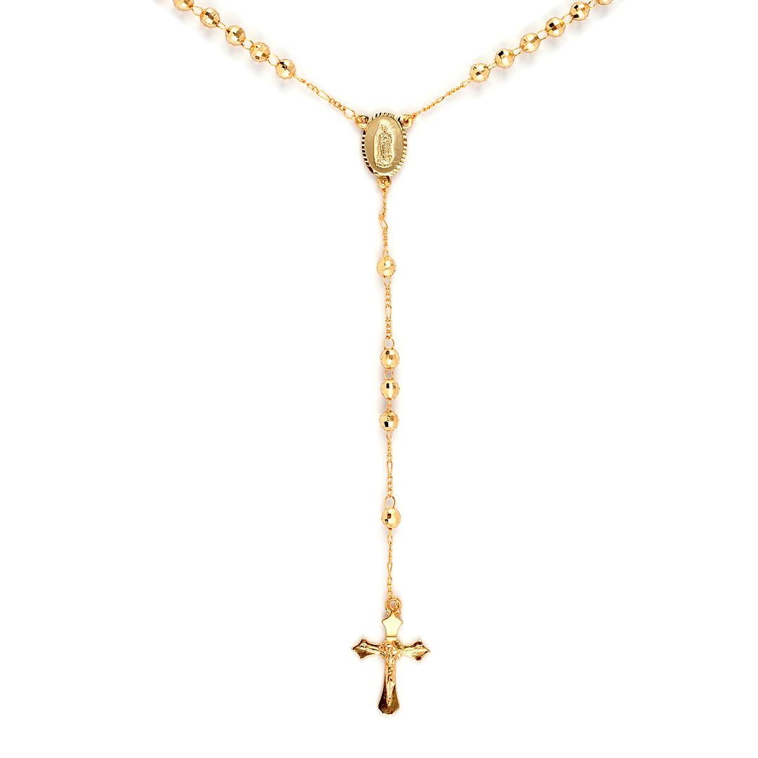 Rosary Necklace - Lariat Cross Necklace in Goldtone - Fashion Rosary ...