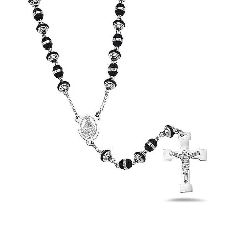 Rosary Necklace - Rosary Beads Catholic for Men - Crucifix Pendant with ...