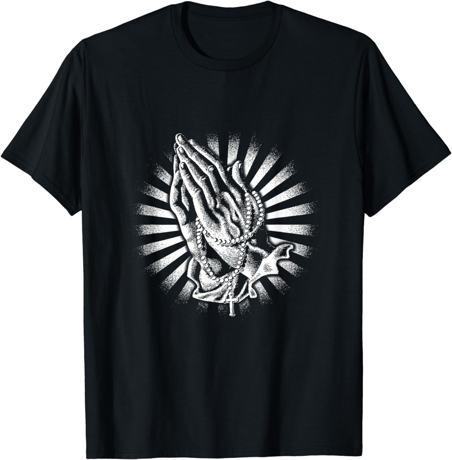 Rosary Praying Hands T Shirt Believe Faith Jesus Christian