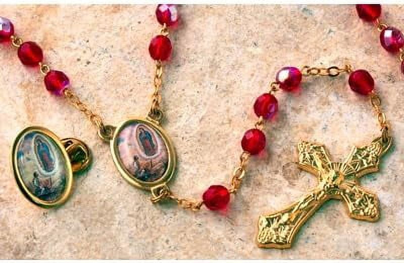 Rosary and Label Pin Crystal Beads Guadalupe/Juan Diego 7mm 21 3/4 ...
