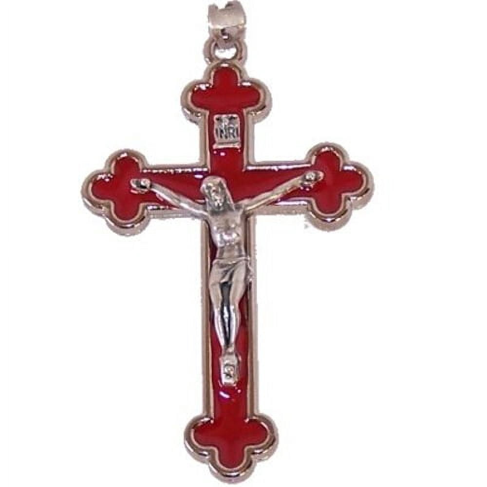 Rosary crucifix with red enamel - Extra Large - Pewter grade A (7.5 cm ...