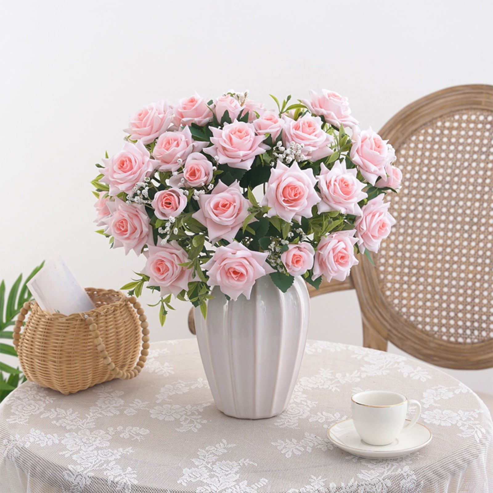 Rosas de 7 cabezas rizadas para decoración del hogar, flores de ...