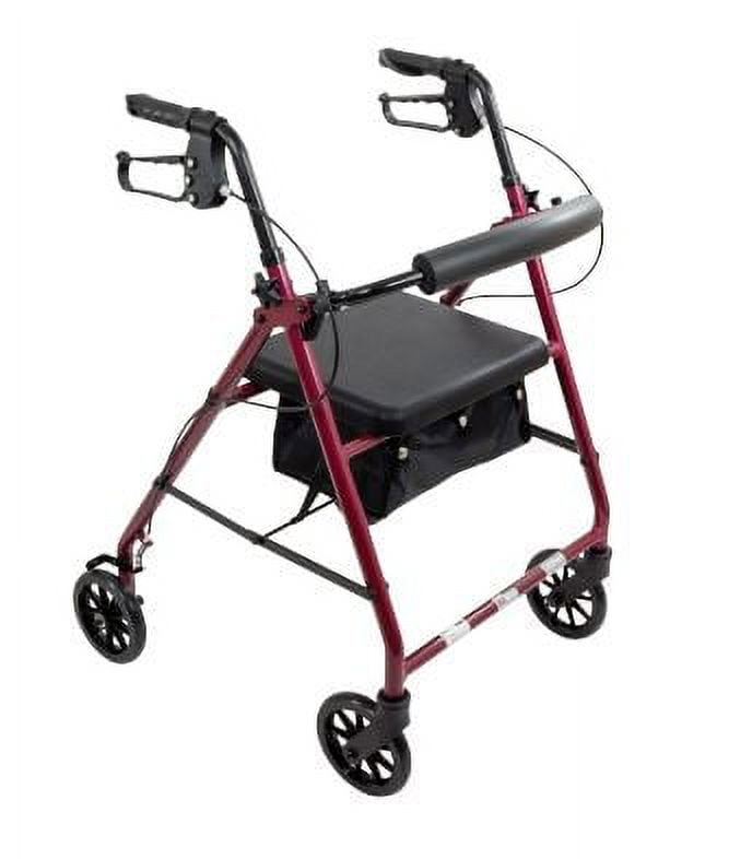 Roscoe Medical Rollator With Padded Seat, Burgundy, Mobility Walker for ...