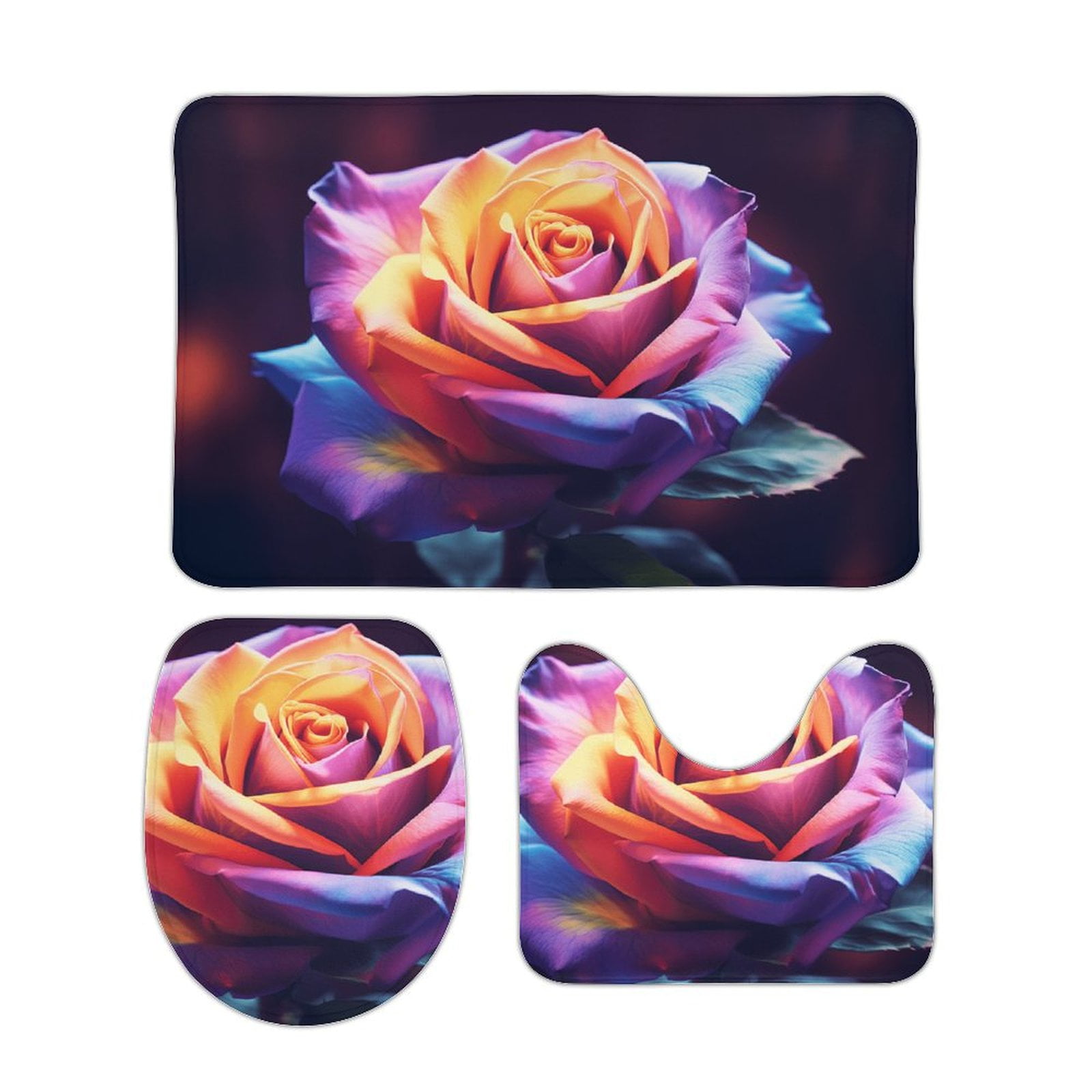 Rose (12) Soft Bathroom Carpet Set , Contour Carpet Set, Toilet Lid ...