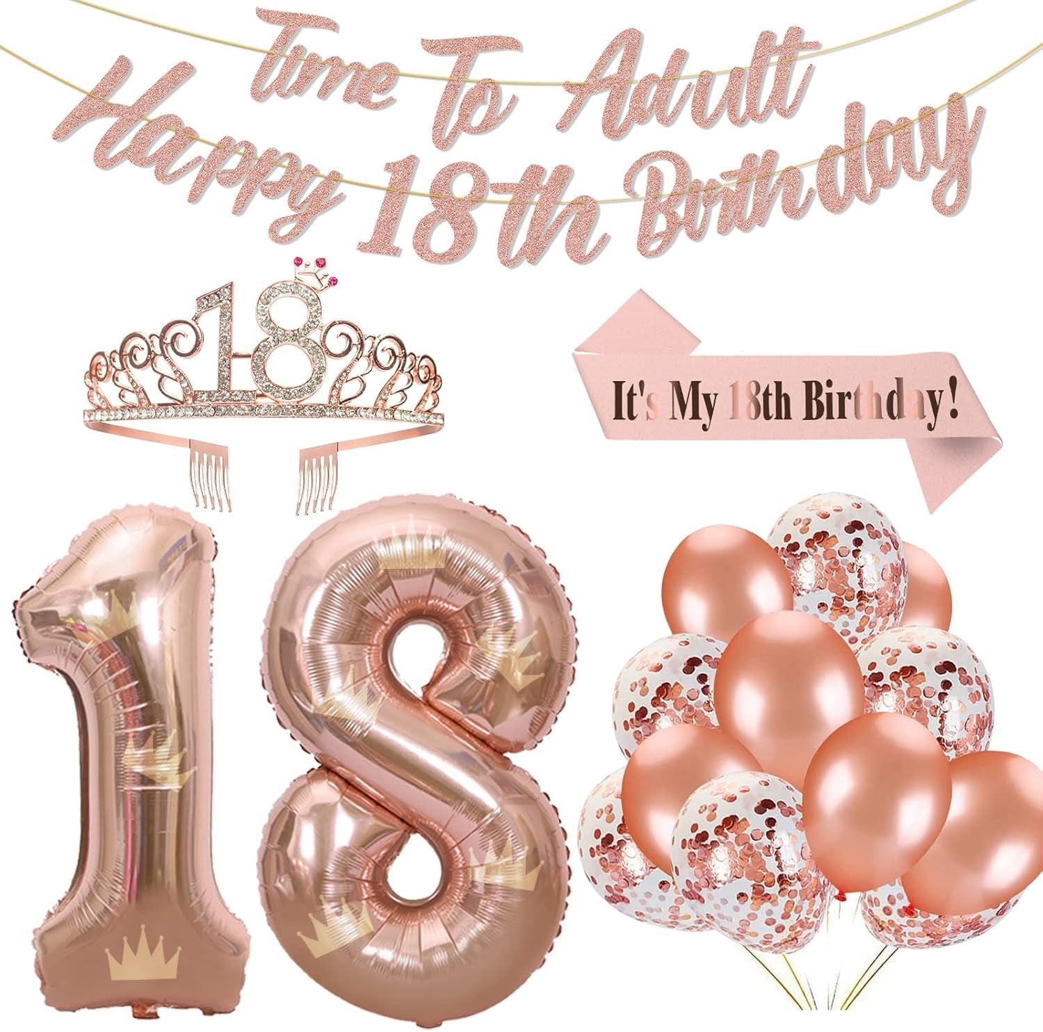 Rose 18th Birthday Decorations for Girls KMC2Rose 18th Birthday Banner ...