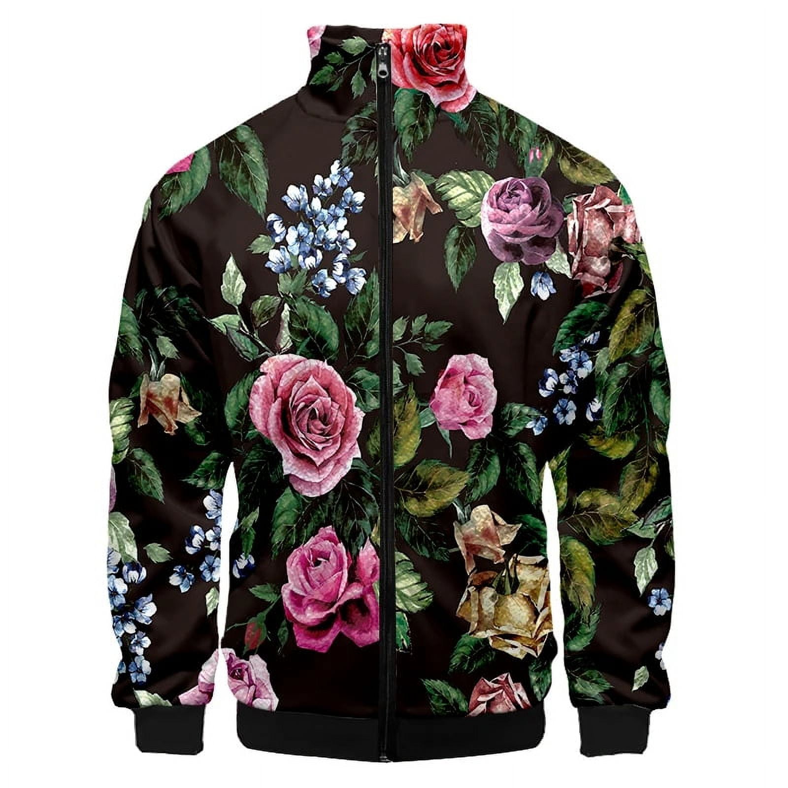 Rose 3d Printed Plants Flower Jacket For Men Outdoor Street Oversized ...