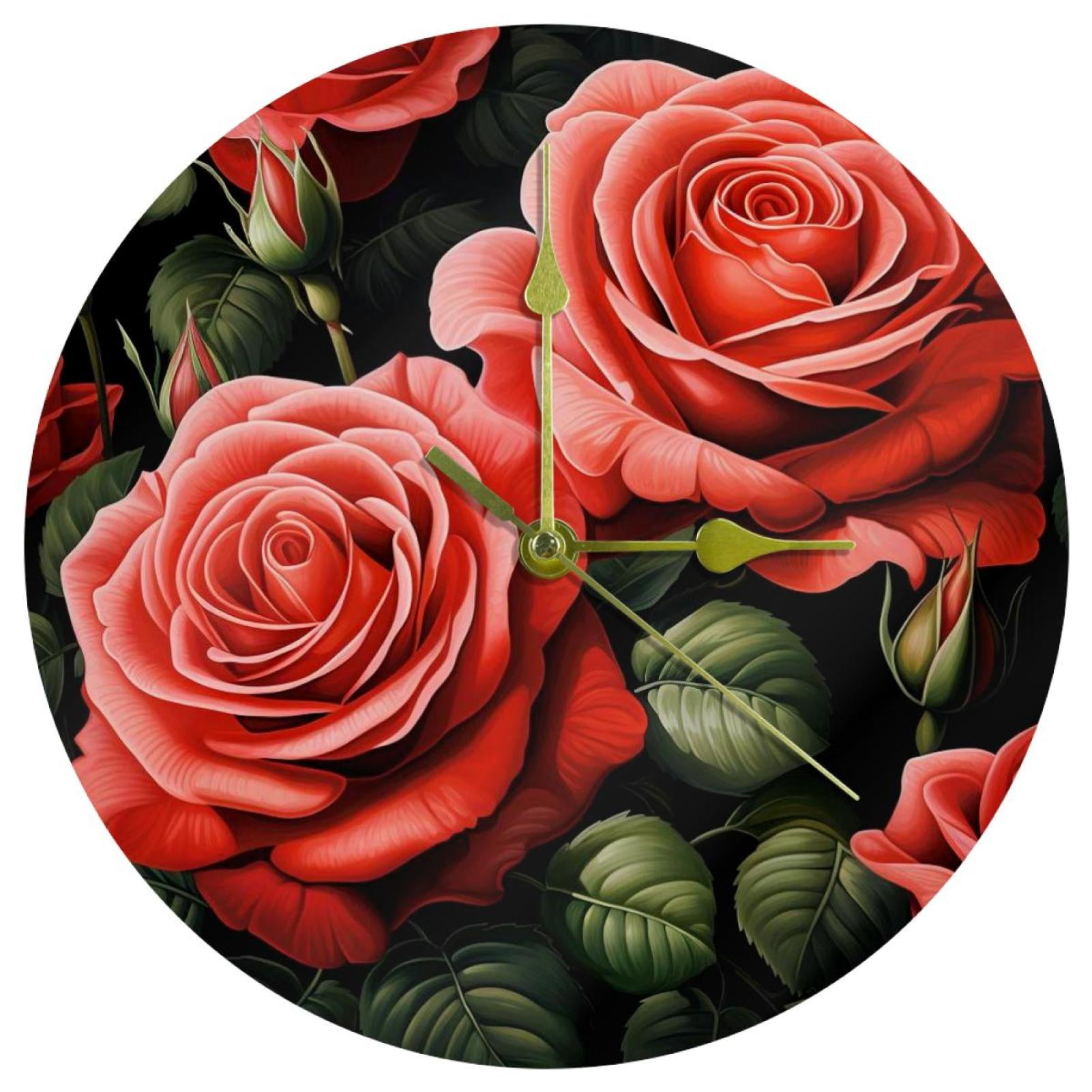 Rose Acrylic Circular Wall Clock - Elegant Timepiece for Home Decor ...