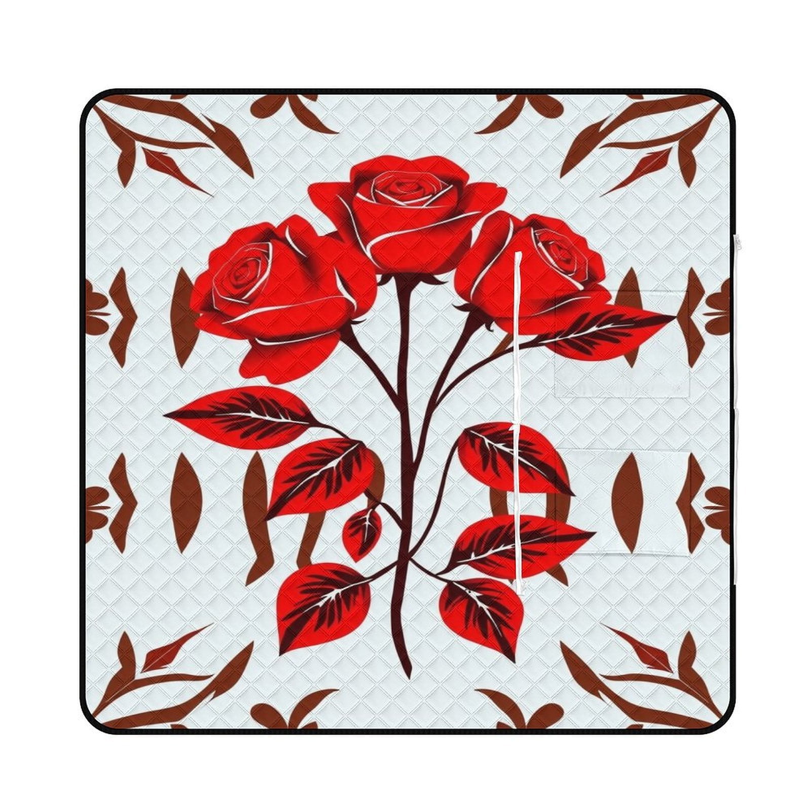 Rose And Zebra Print Pattern Portable Waterproof Outdoor Picnic Mat ...
