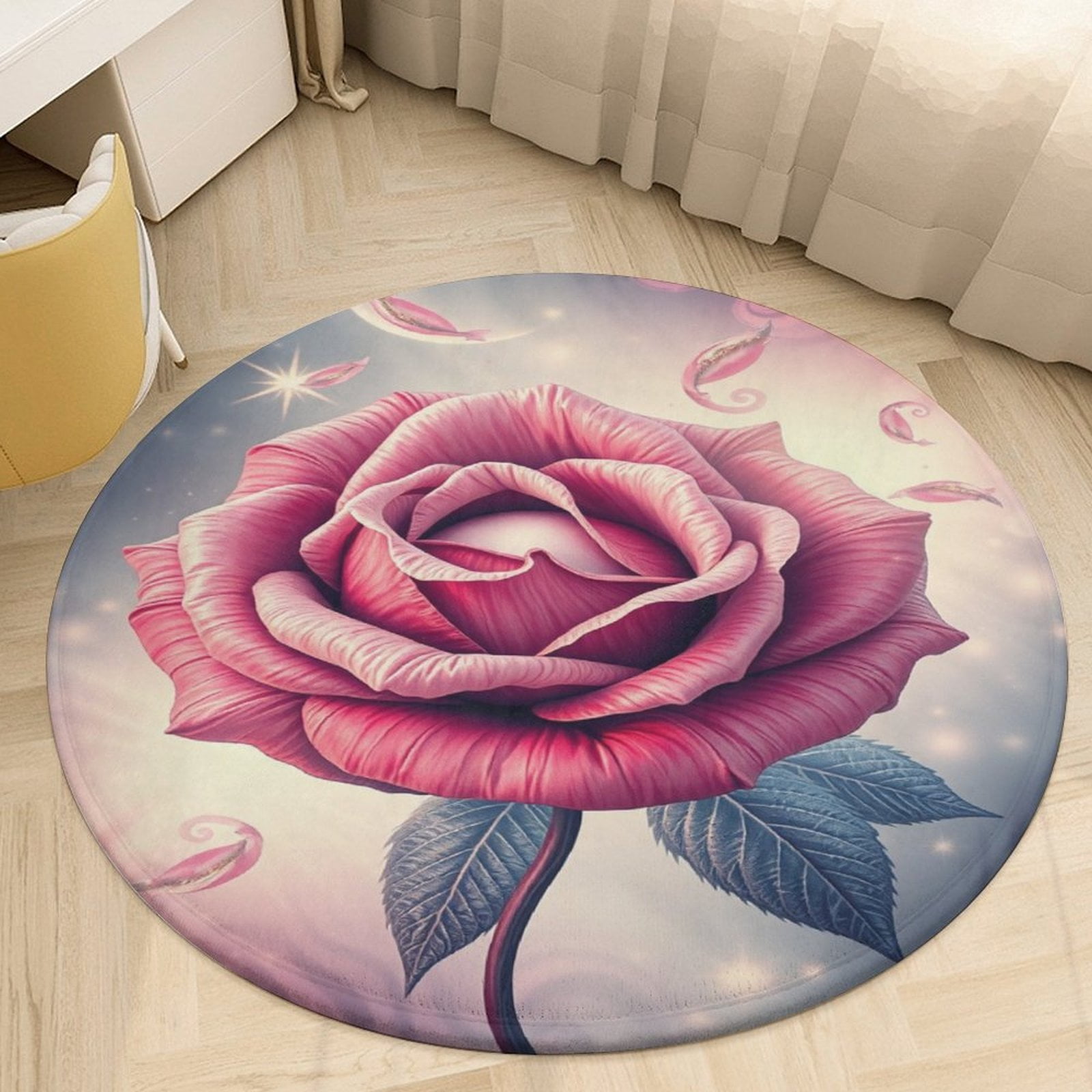 Rose And Zebra Print Pattern Round Carpets Modern Living Room Ration ...