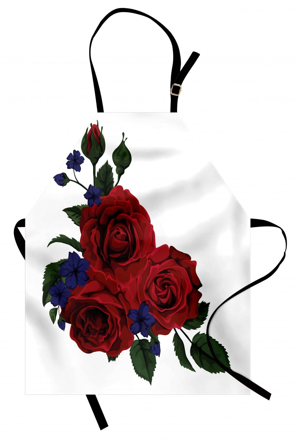 Rose Apron Blooming Red Roses with Gentle Wild Flowers Leaves Bouquet ...