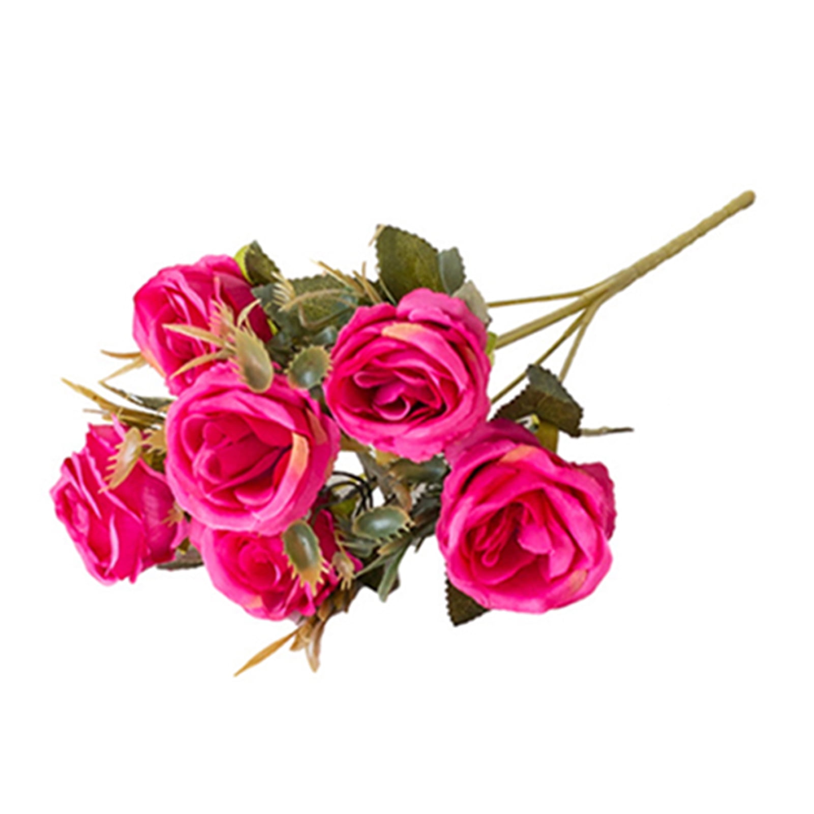 Rose Artificial Flower with Stems - Real - Touch Fake Silk Roses ...