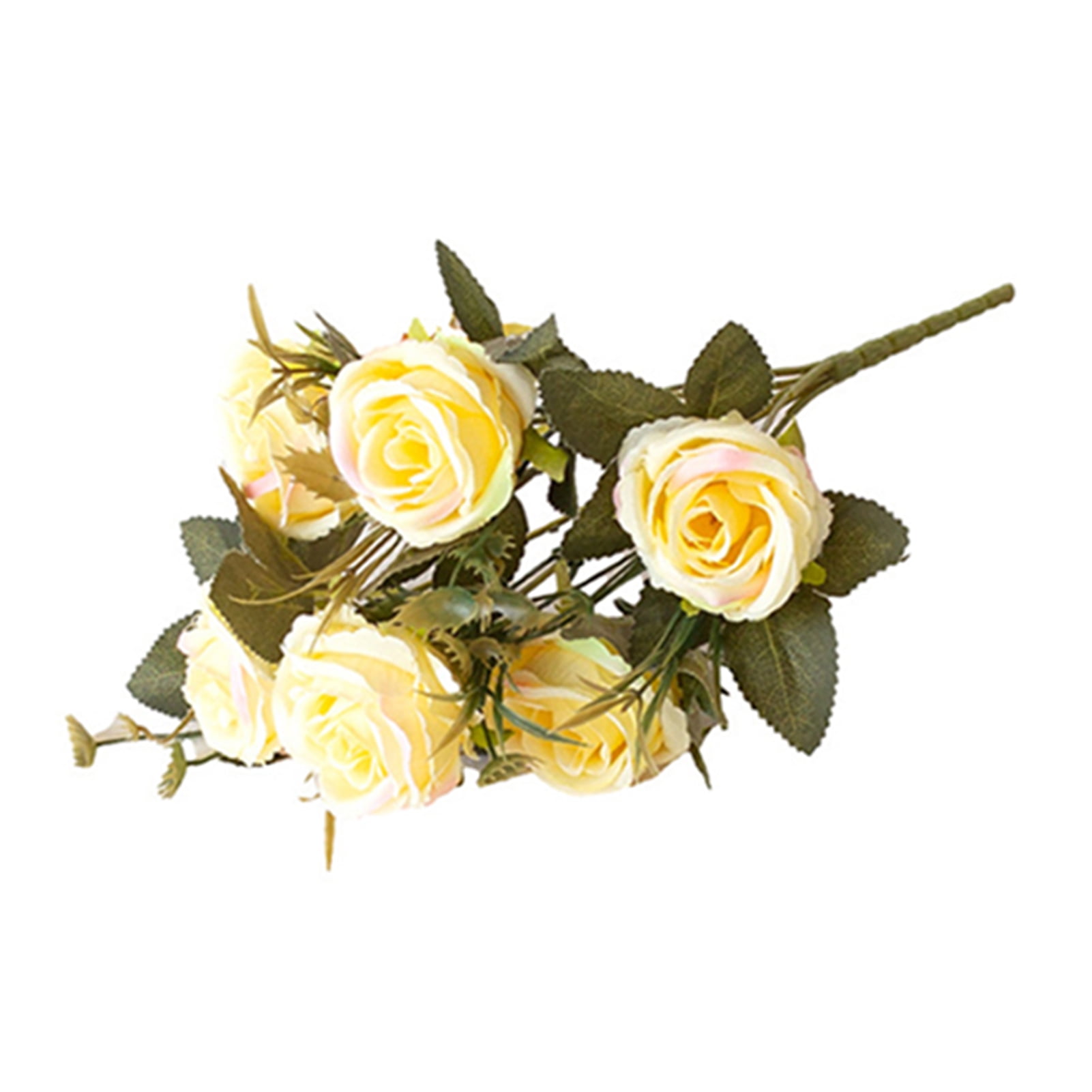 Rose Artificial Flower with Stems - Real - Touch Fake Silk Roses ...