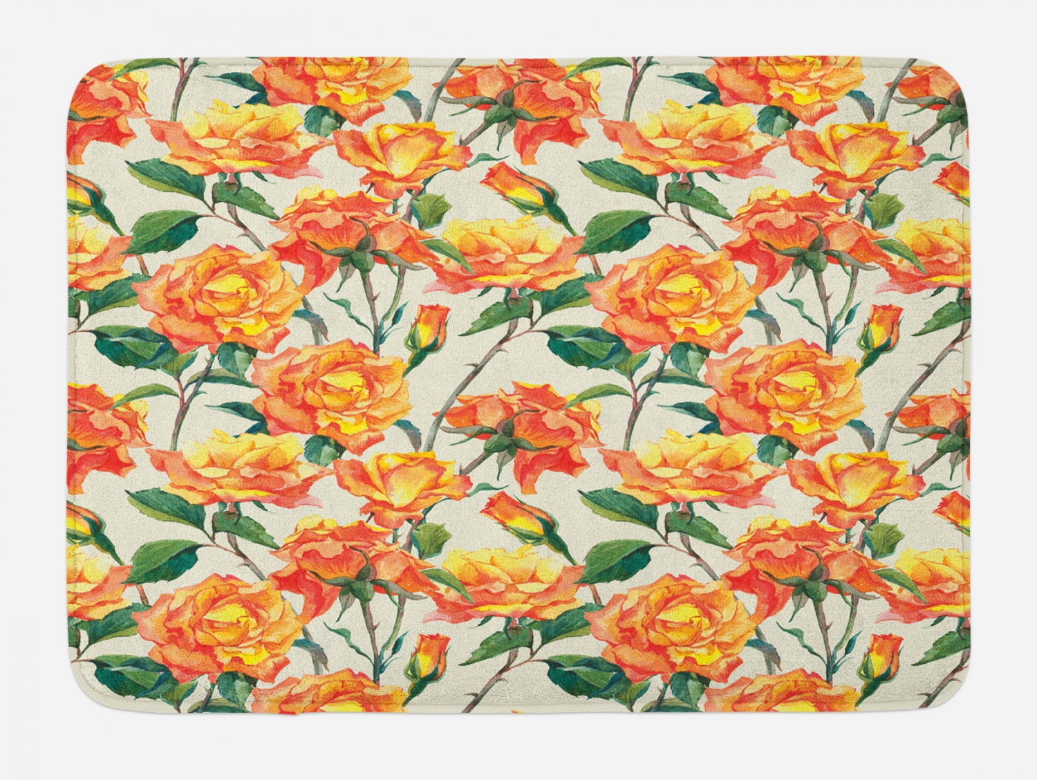 Rose Bath Mat, Old Style Rose Bouqet with Vivid Season Colors Lift ...