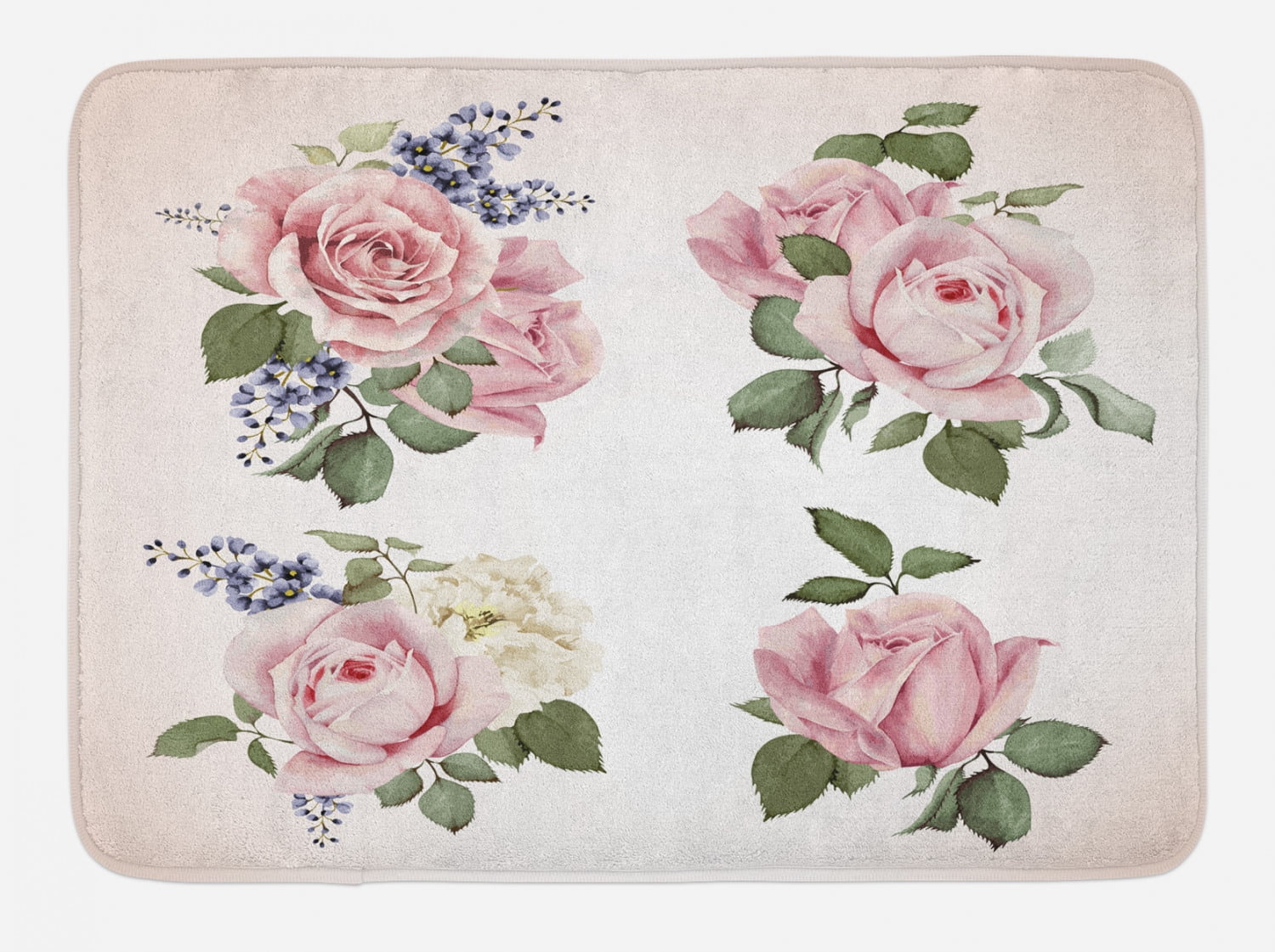 Rose Bath Mat, Springtime Set of Bouquets of Roses Bridal Flora Corsage ...