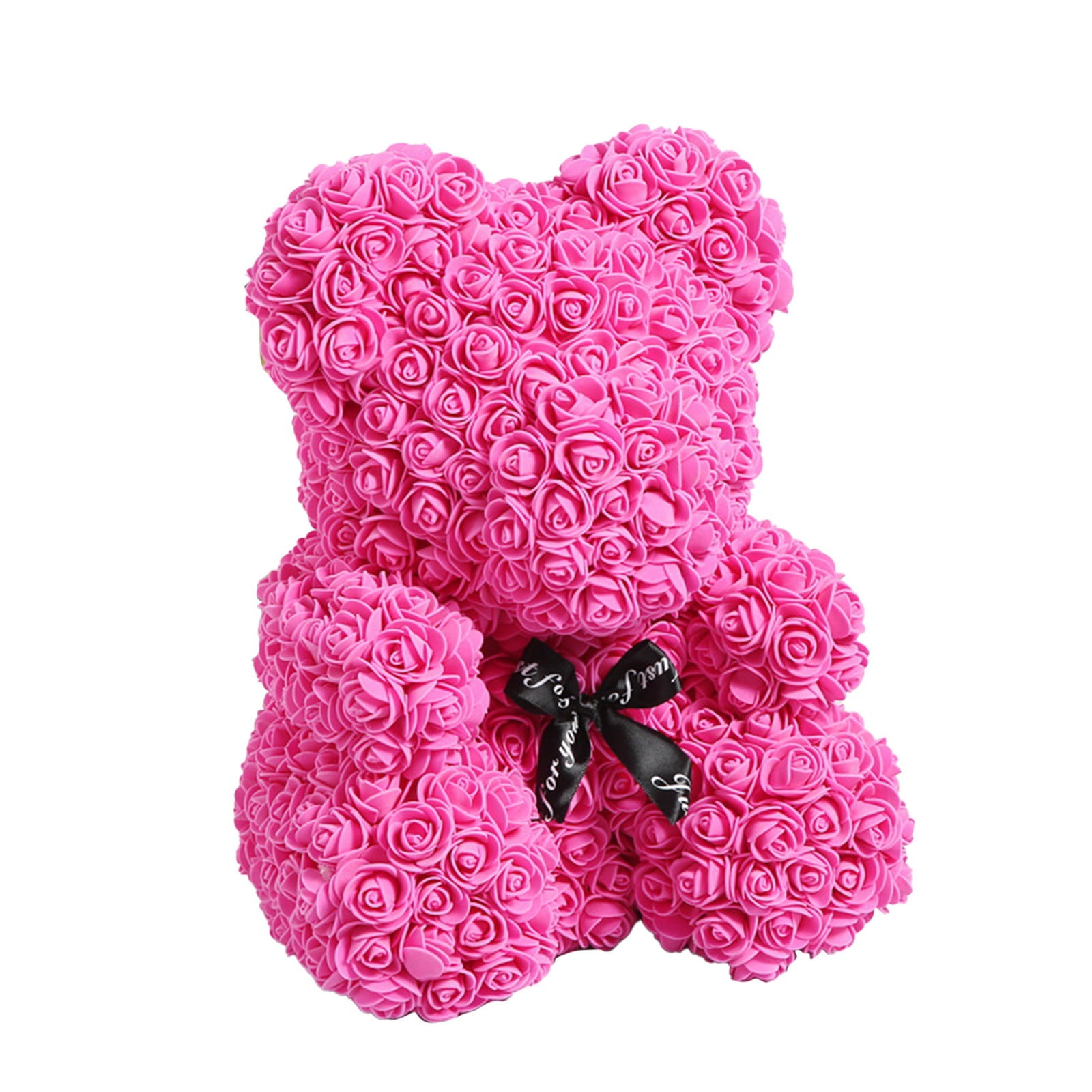 Rose Bear Christmas Flower Gifts for Her,Hot Pink Rose Teddy Bear, Cute ...