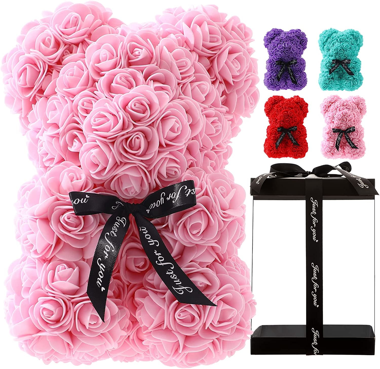 Rose Bear,Handmade Rose Teddy Bear, for Girlfriend and Daughter,10-inch ...