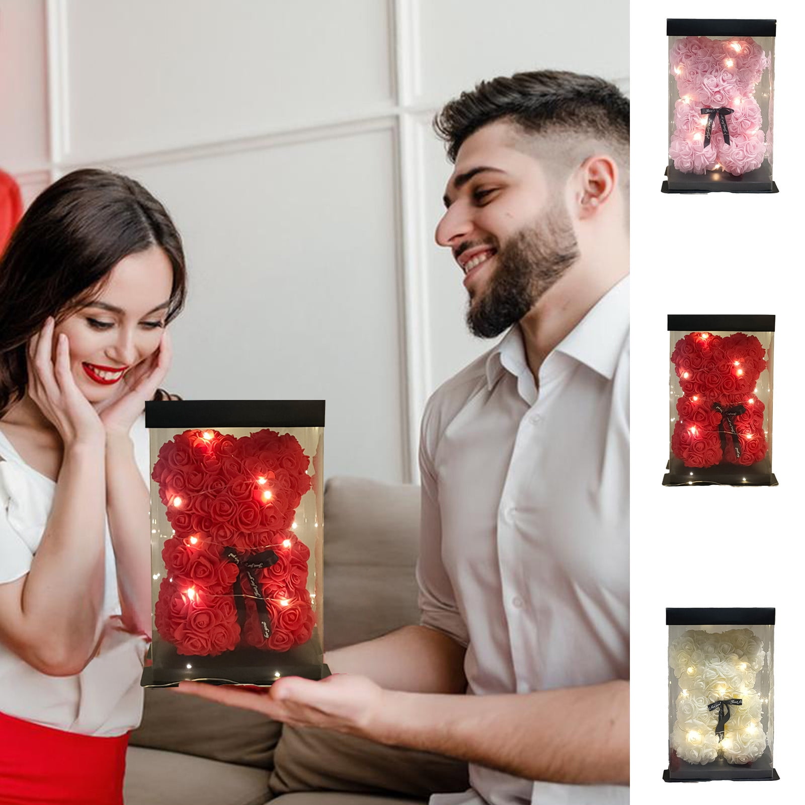 Rose Bear Valentines Day Flower Gifts for Her,Rose Teddy Bear with ...