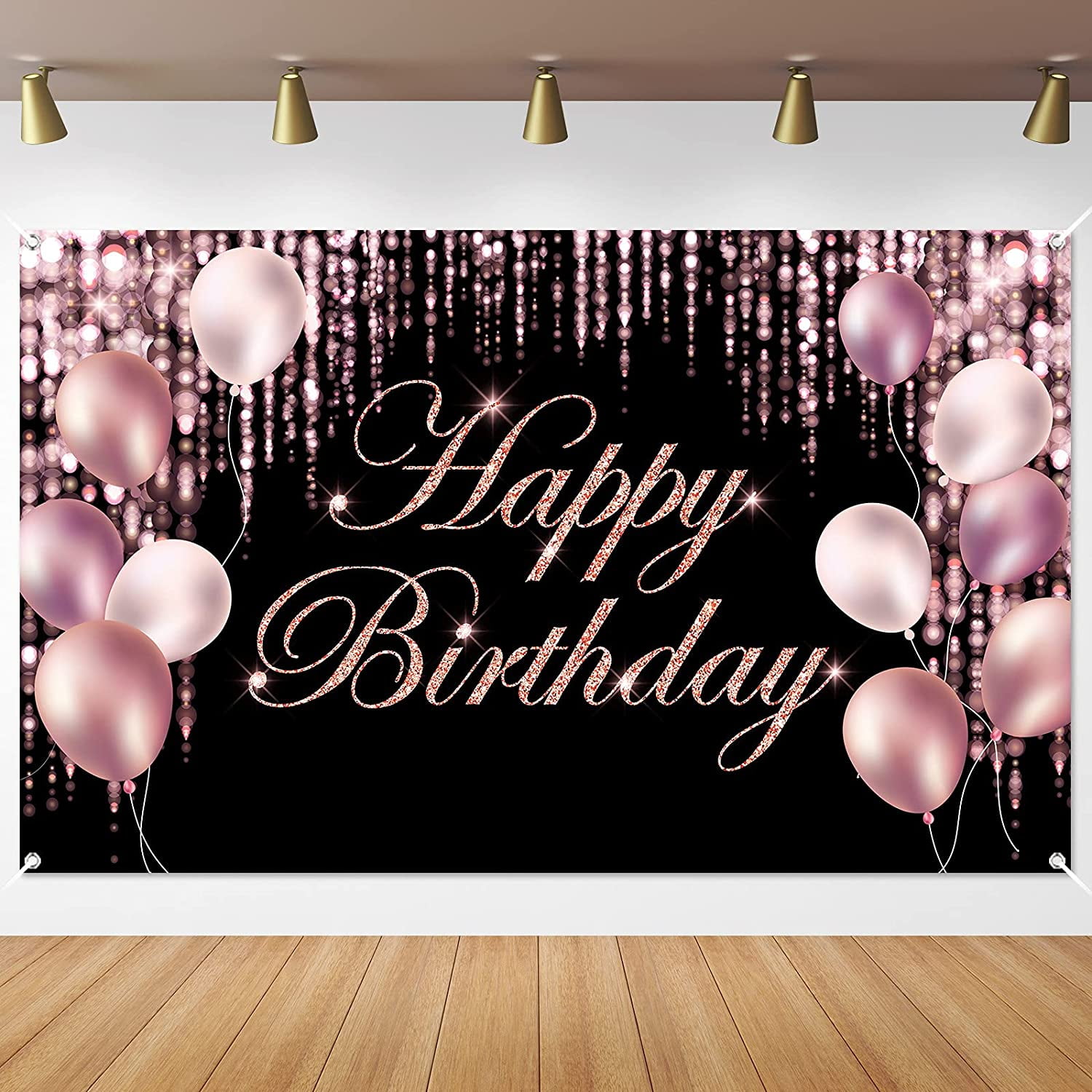 Rose Black Happy Birthday Banner Backdrop Large Happy Birthday Yard ...