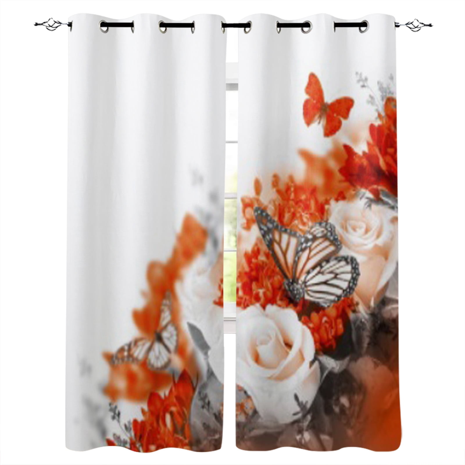 Rose Black Red Curtains For Living Room Bedroom Elegant Curtains For ...