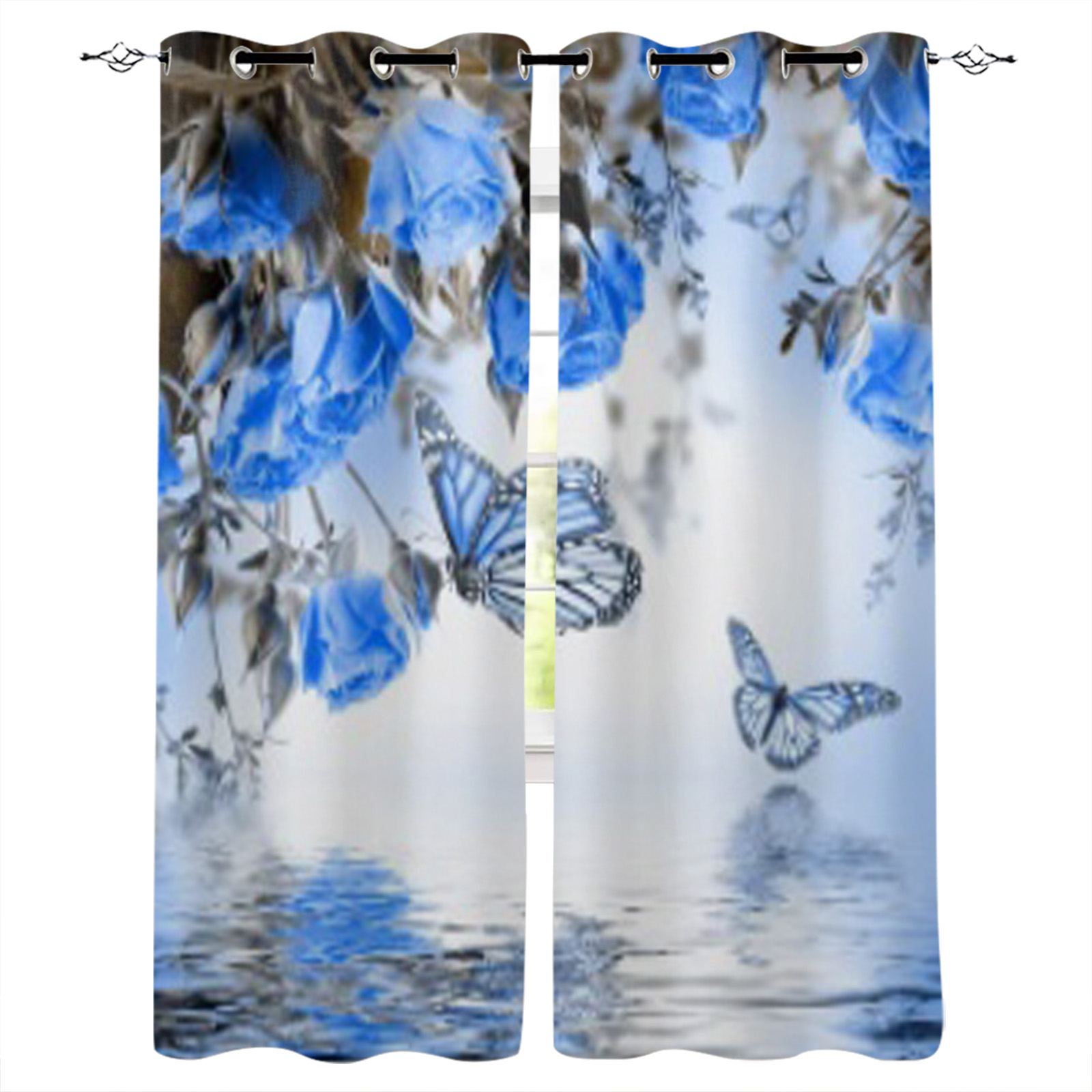 Rose Black Red Curtains For Living Room Bedroom Elegant Curtains For ...