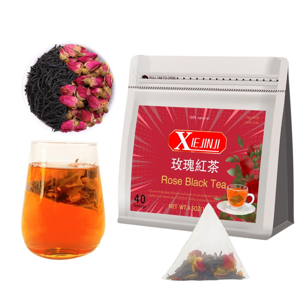 Rose Black Tea - Rose Tea Bags, 3.2G X 40 Bags, Pyramid Clear Filter ...