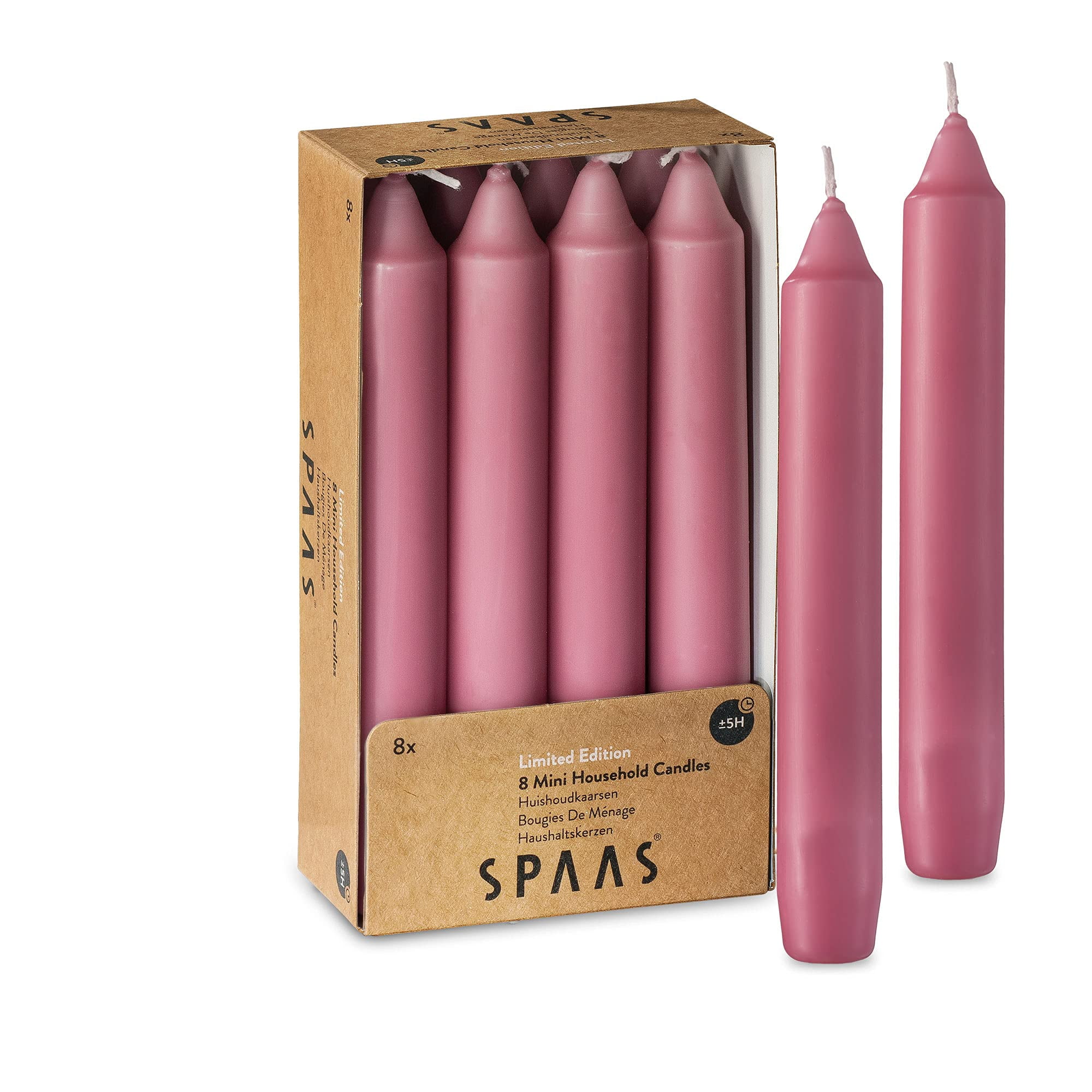 Rose Blush Pink Taper Candles - Pack of 8 6" Pink Candlesticks - 5 Hour ...