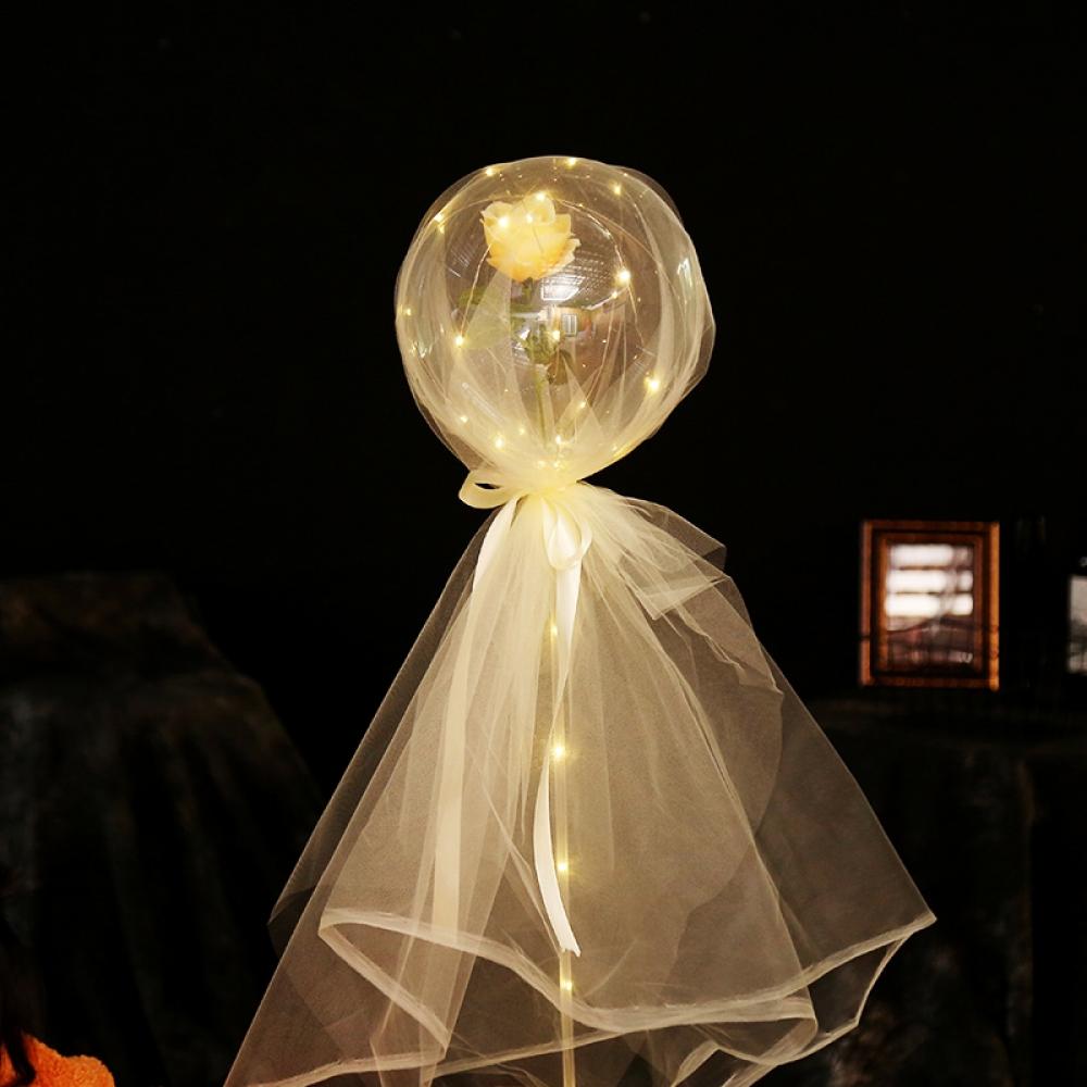 Rose Bobo Ballon,LED Light Balloon with Stick,Luminous Bobo Ballons ...