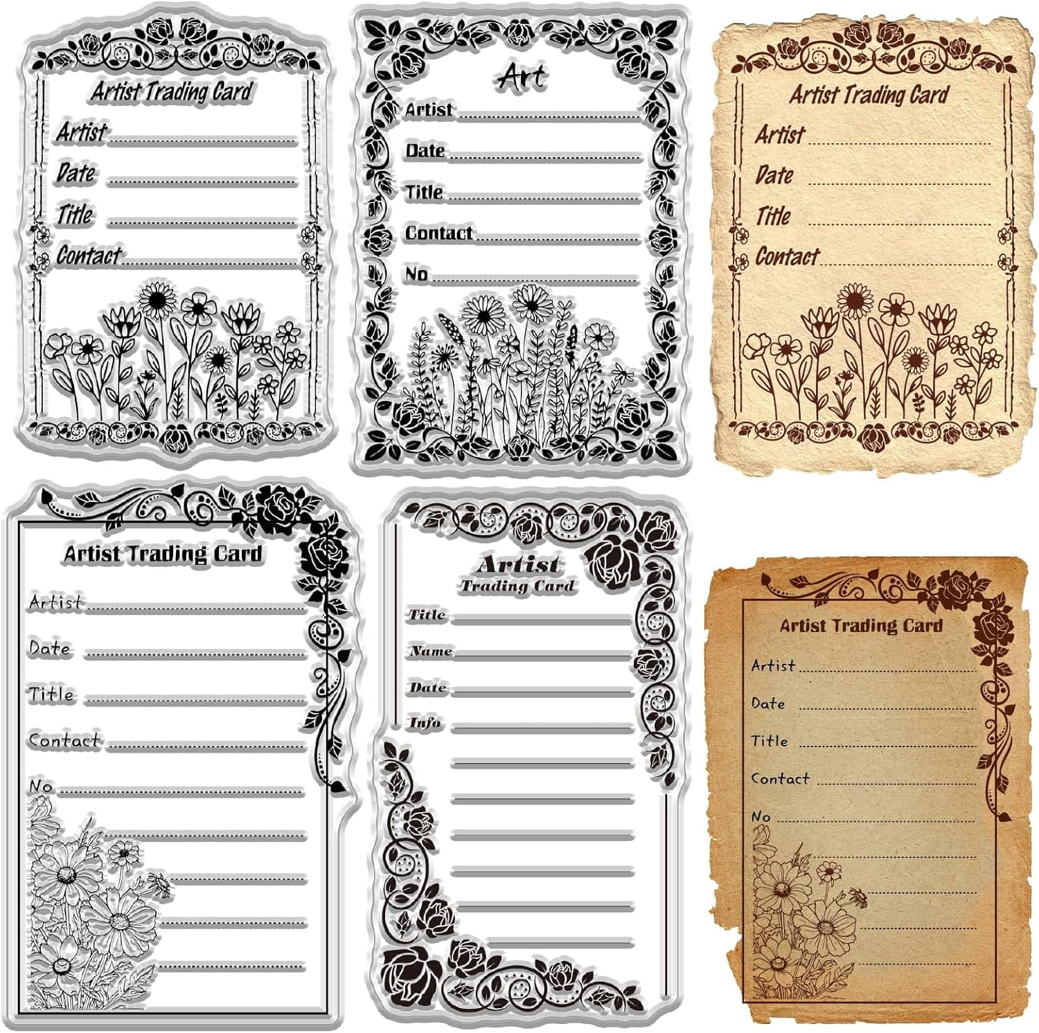 Rose Border Clear Stamps Flower Letterhead Background Reusable ...