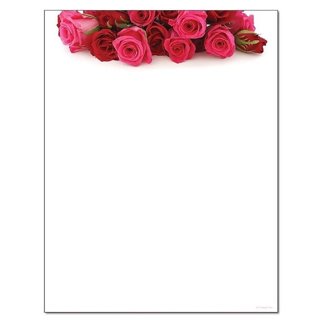 Rose Bouquet Letterhead Sheets - 8.5" x 11" - 25 Sheets (olh15325 ...