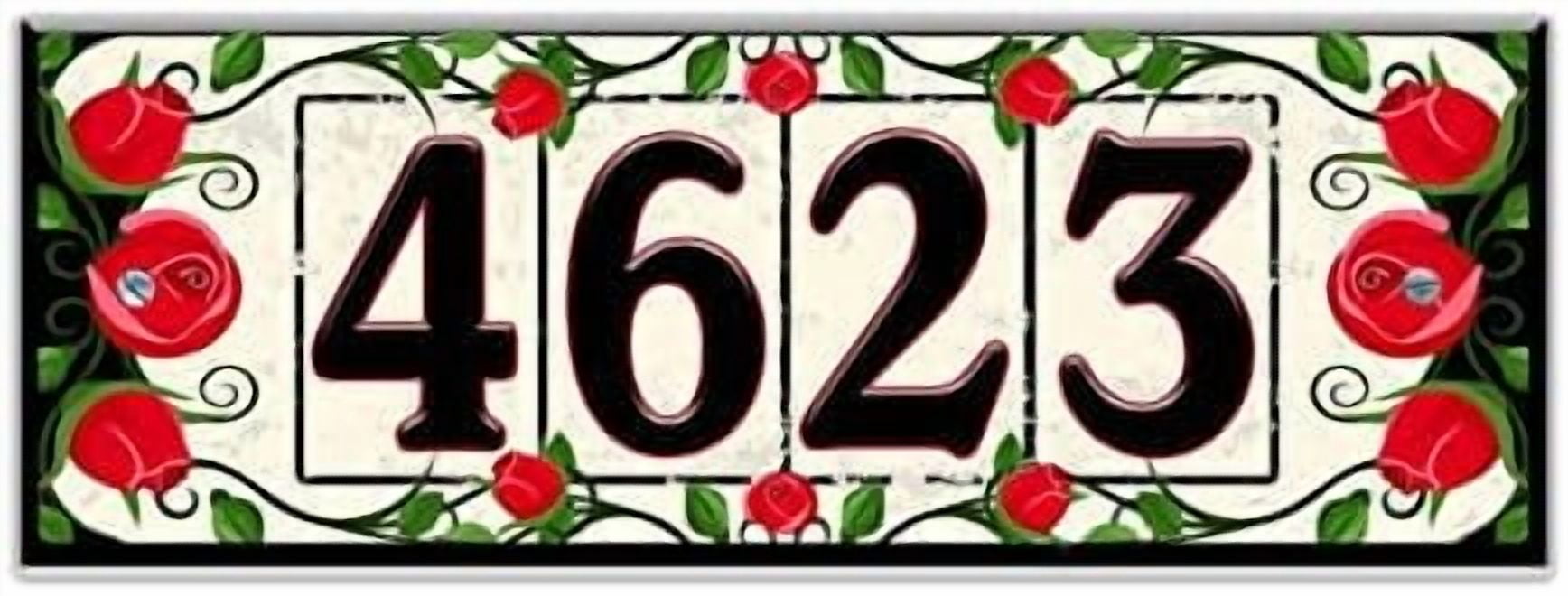 Rose Bush Floral House Address Ceramic Tile House Number Large Address ...