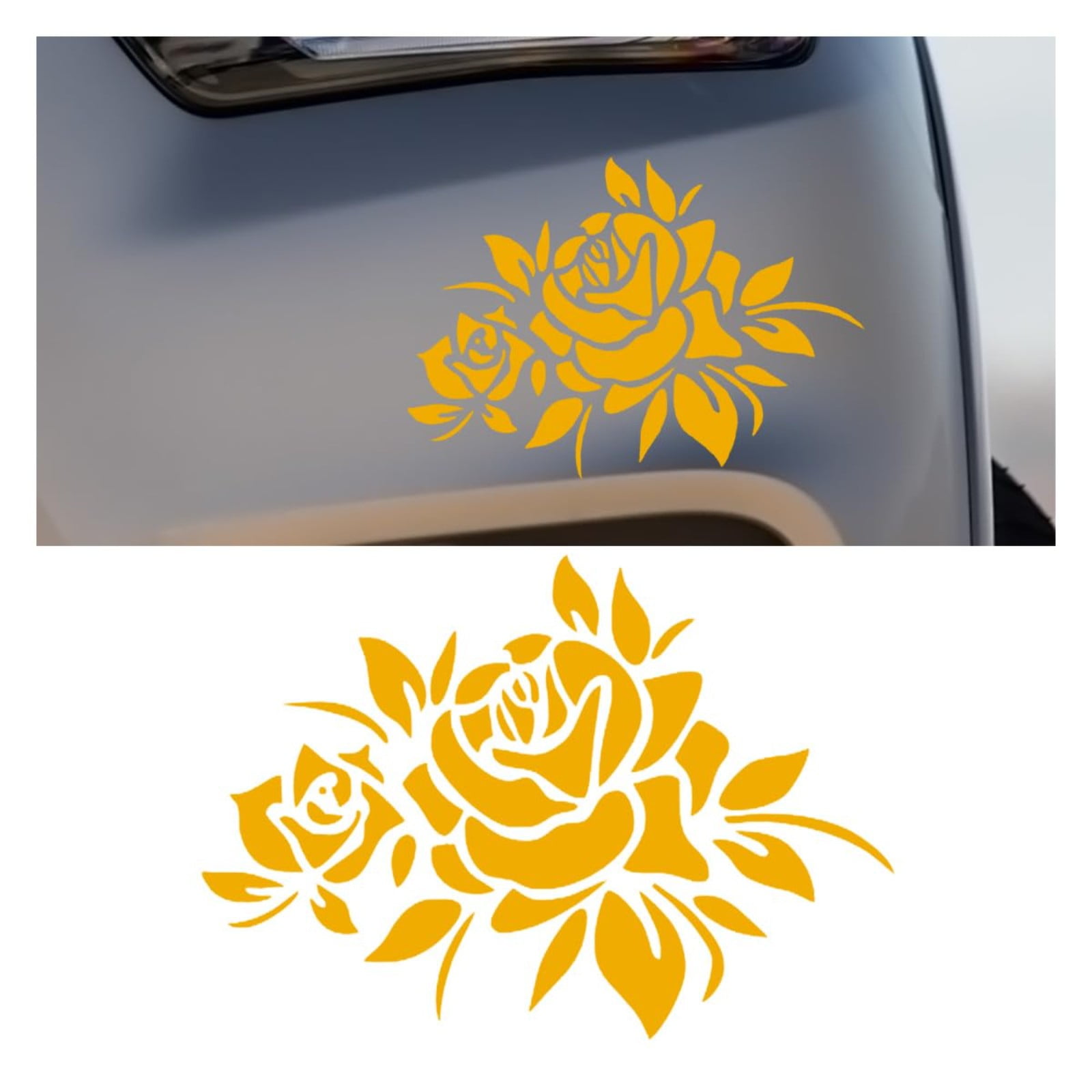 Rose Car Sticker PVC Car Window Flower with Leaves Car Bumper Sticker 7 ...