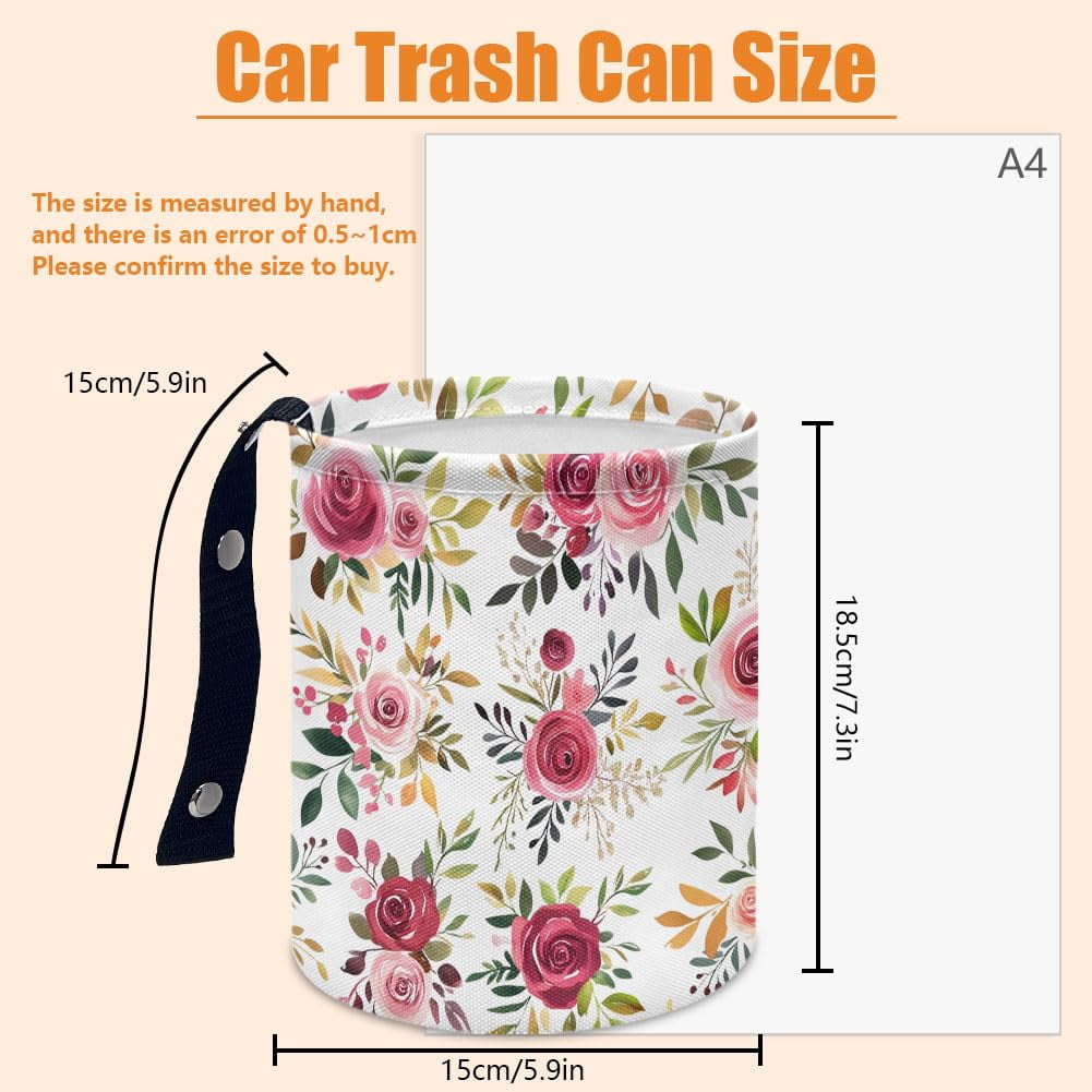 Rose Car Trash Can Flower Leaves Waterproof Garbage Can Car Seat Back ...