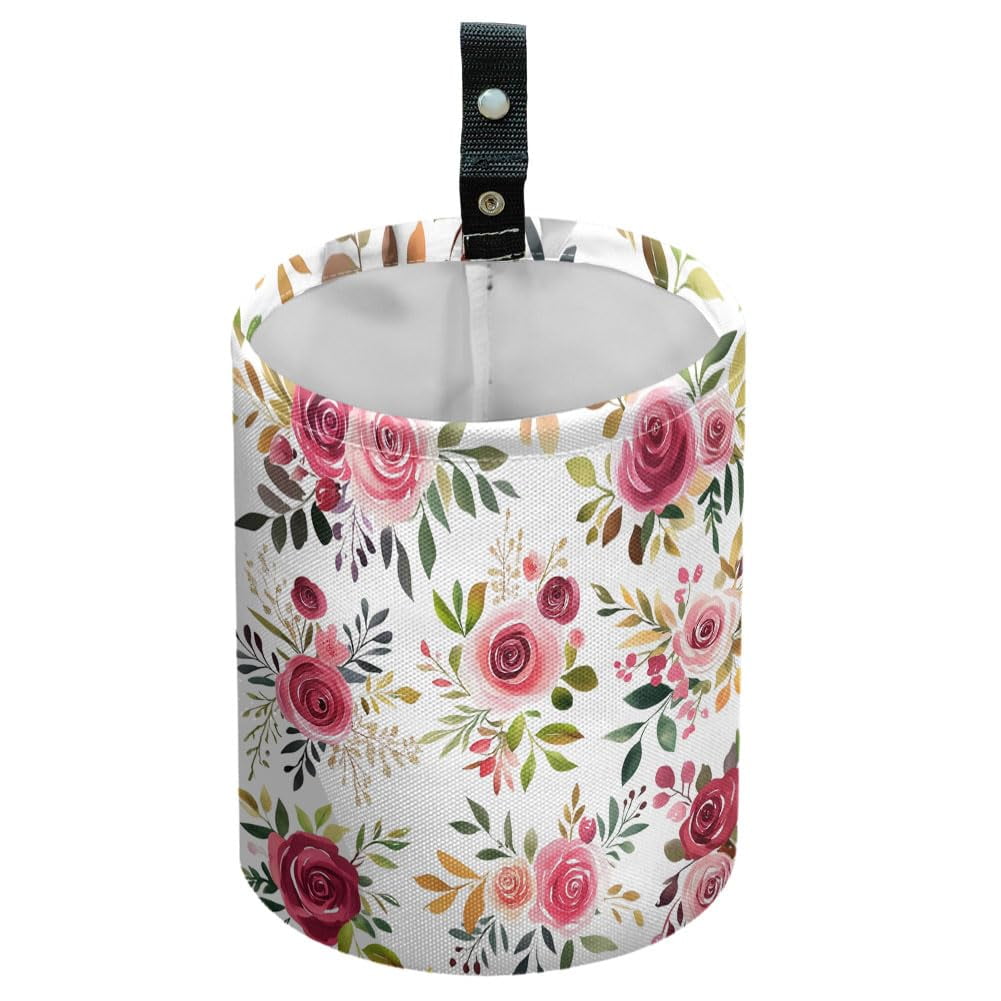 Rose Car Trash Can Flower Leaves Waterproof Garbage Can Car Seat Back ...