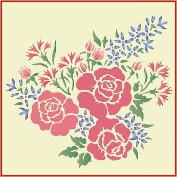 Rose Carnation Bouquet Stencil - Victorian Baroque Deco Vintage DIY Art & Craft Reusable Sturdy ...